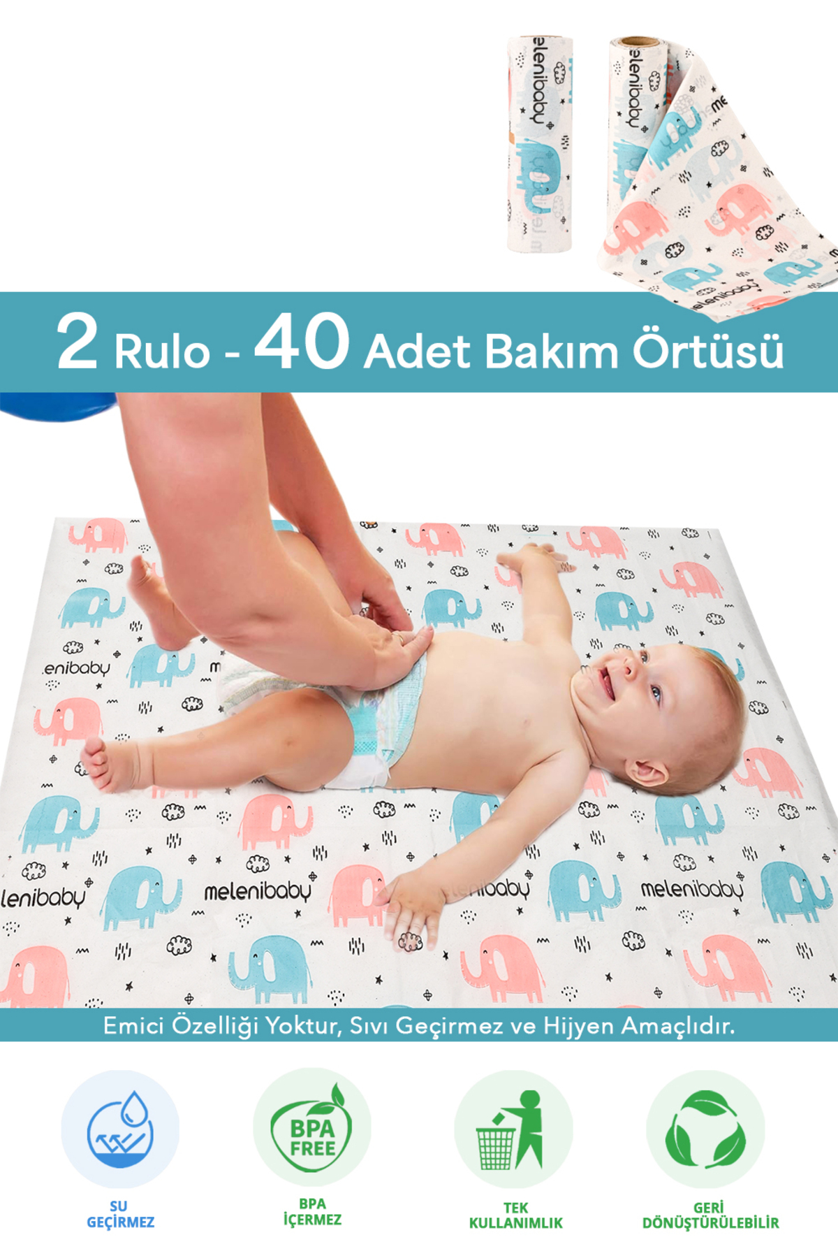 Meleni Baby 2'li 40 Adet Çok Amaçlı Kullan At Su Geçirmezbebek Bez ...