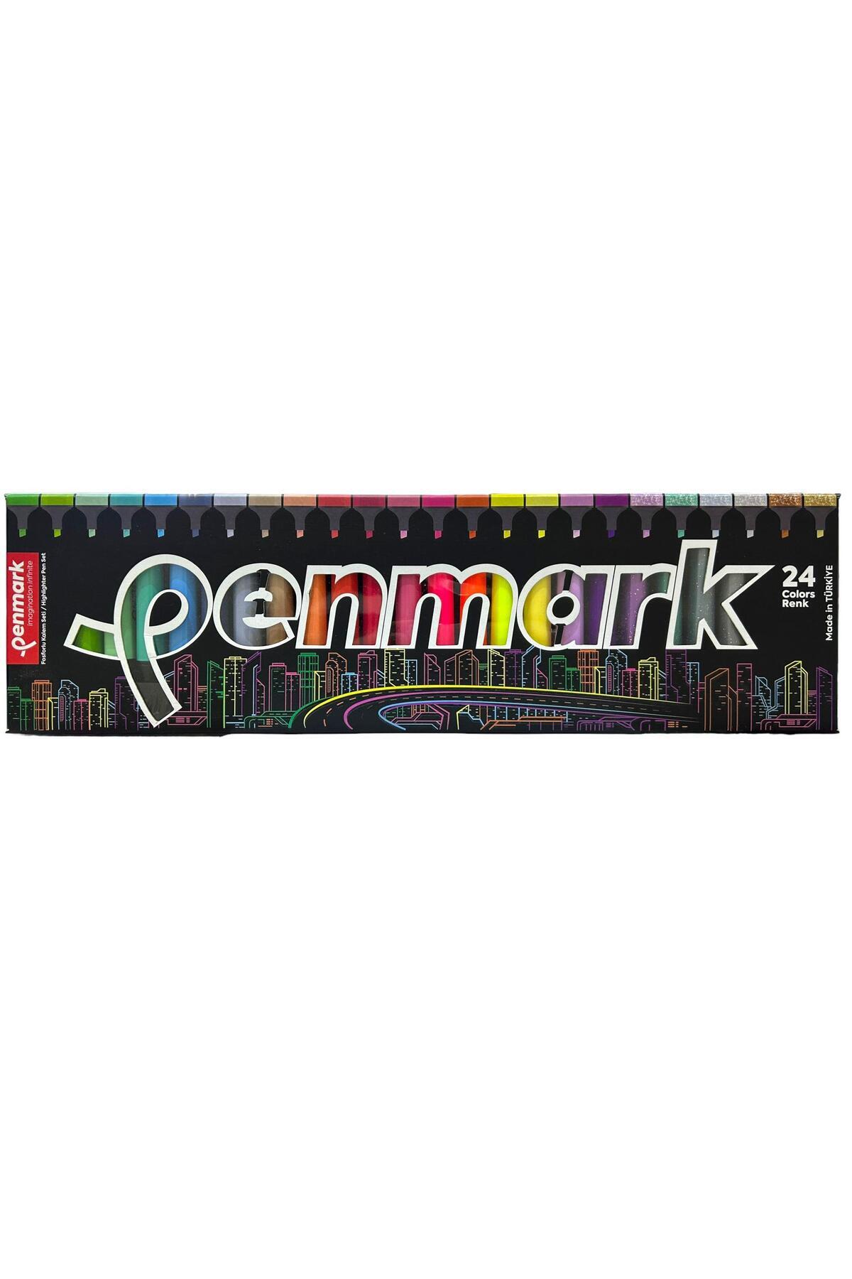 penmark Fosforlu Kalem 24 Lü Süper Kutu 6 Neon 6 Pastel 6 Tropik 6 Simli Hs-505-24 Set 709691 ...