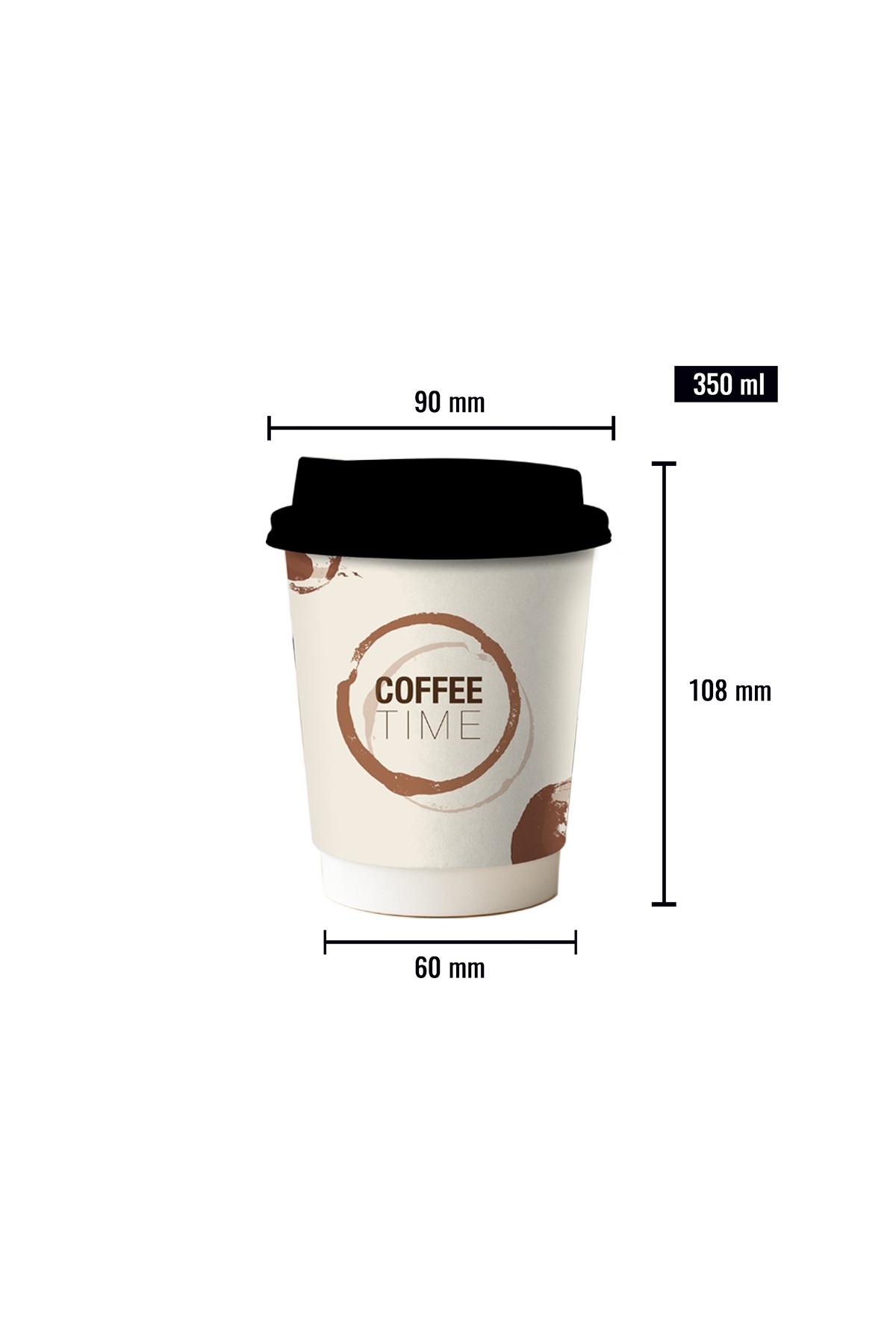 KUZEY YILDIZI CUP 14 OZ DOUBLE WALL COFFEE TİME SİYAH KAPAKLI KARTON ...