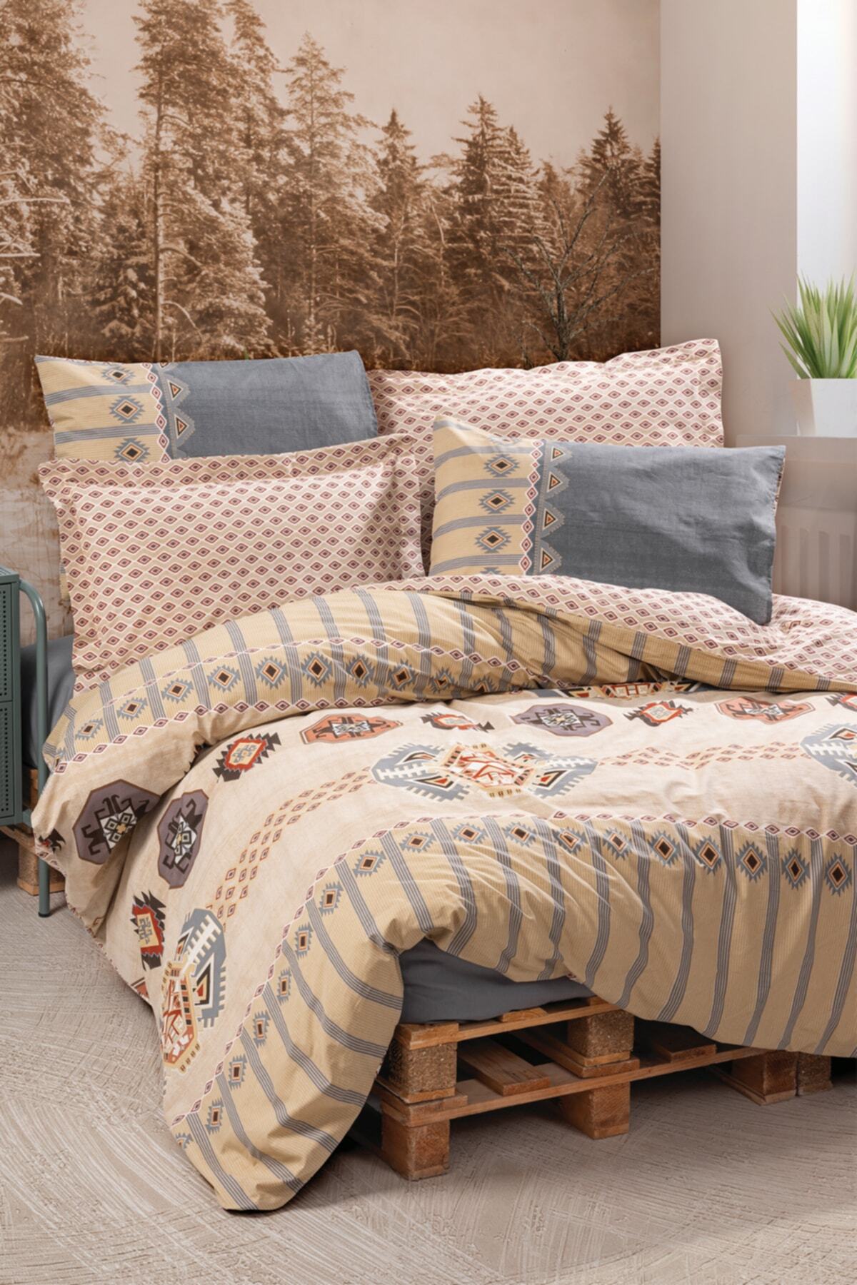 Cotton Box Ethnic Çift Kişilik Nevresim Takımı Dakota Gri Fiyatı ...