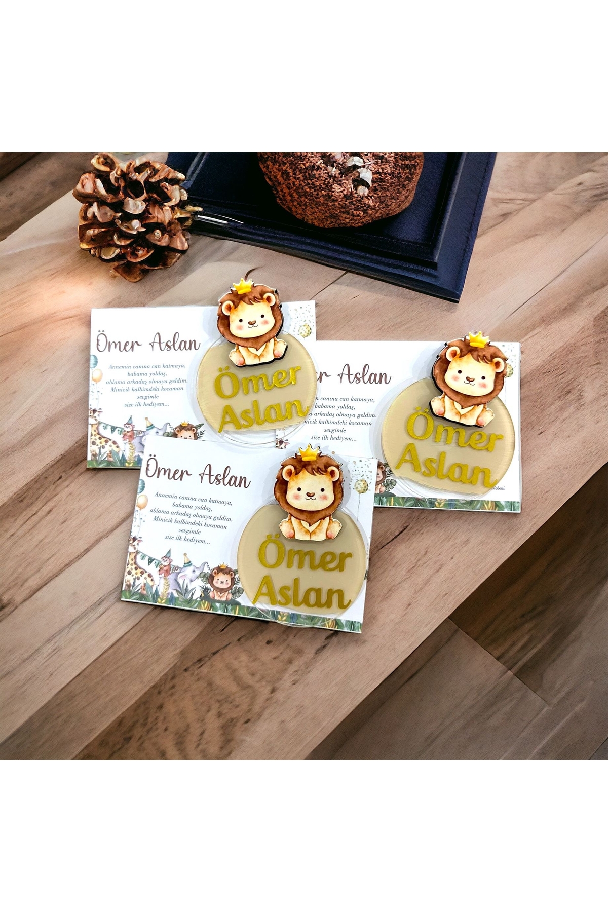 süslebeni tasarım Ahşap Aslan Figürlü Şeffaf Pleksi Magnet 10 Adet ...