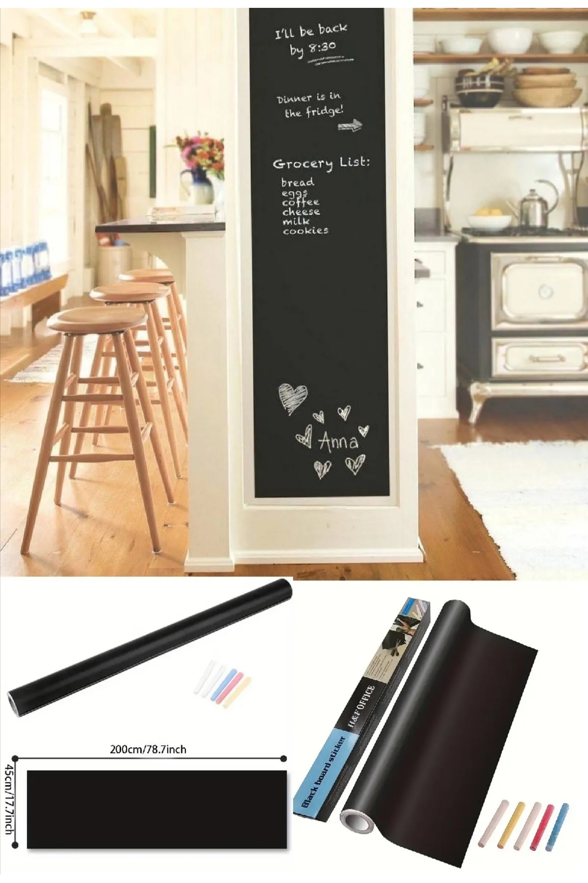 Genel Markalar Yapışkanlı Kara Tahta Sticker Blackboard 45x200 cm ...