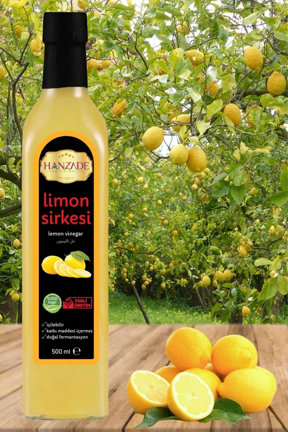 Hanzade Bitkisel Limon Sirkesi 500 ml Doğal Fermante Içilebilir Saf Cam ...