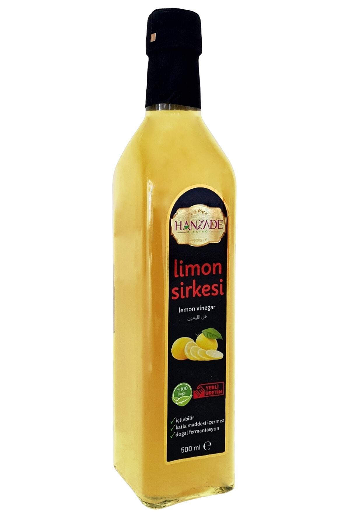 Hanzade Bitkisel Limon Sirkesi 500 ml Doğal Fermante Içilebilir Saf Cam ...