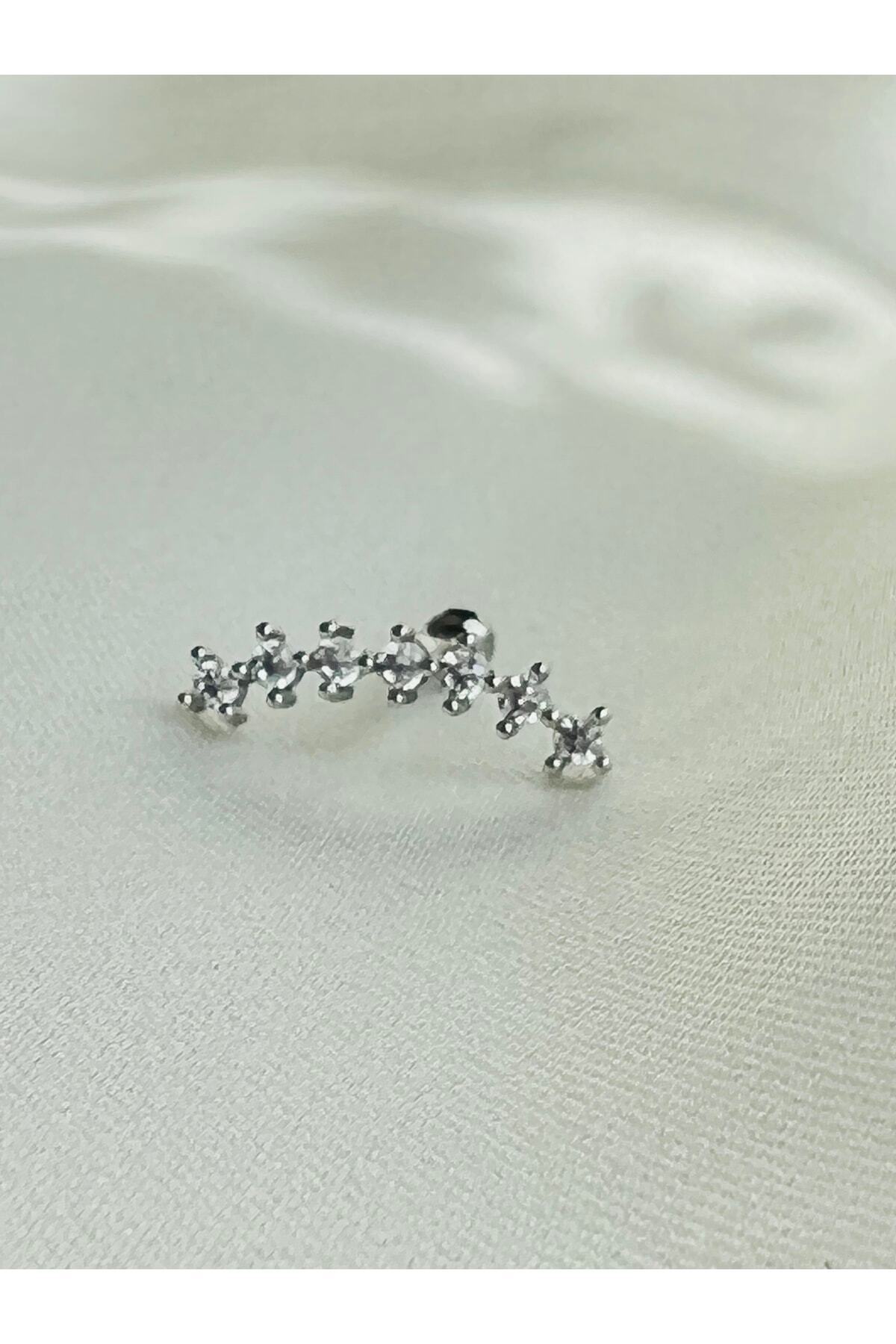 BY DİLEK ÇETİN ACCESSORY Kıkırdak Helix Tragus Yedi Taşlı Piercing ( 1 ...