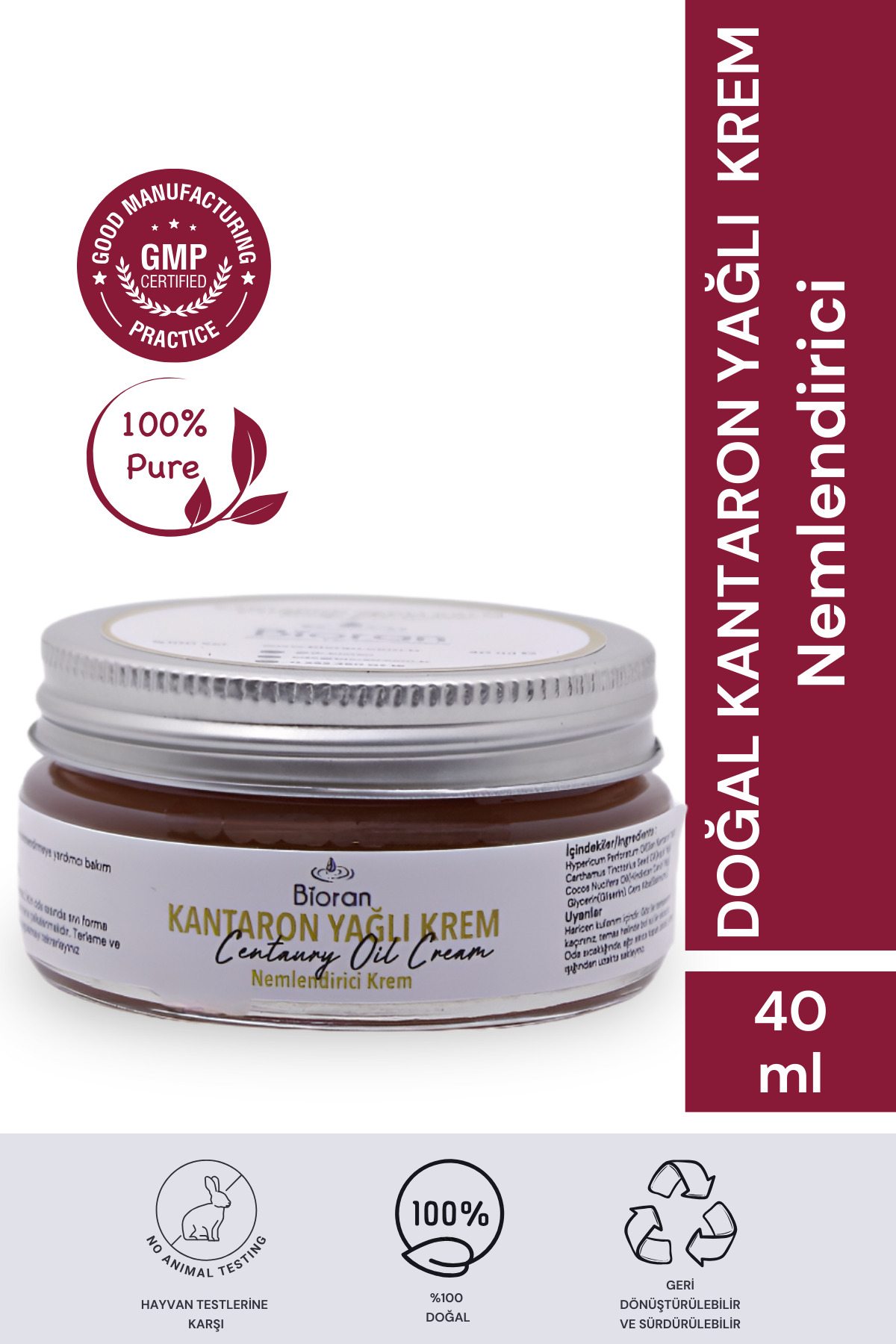 Bioran Kantaron Yağlı Yoğun Bakım Kremi 40 Ml. %100 Doğal Fiyatı ...