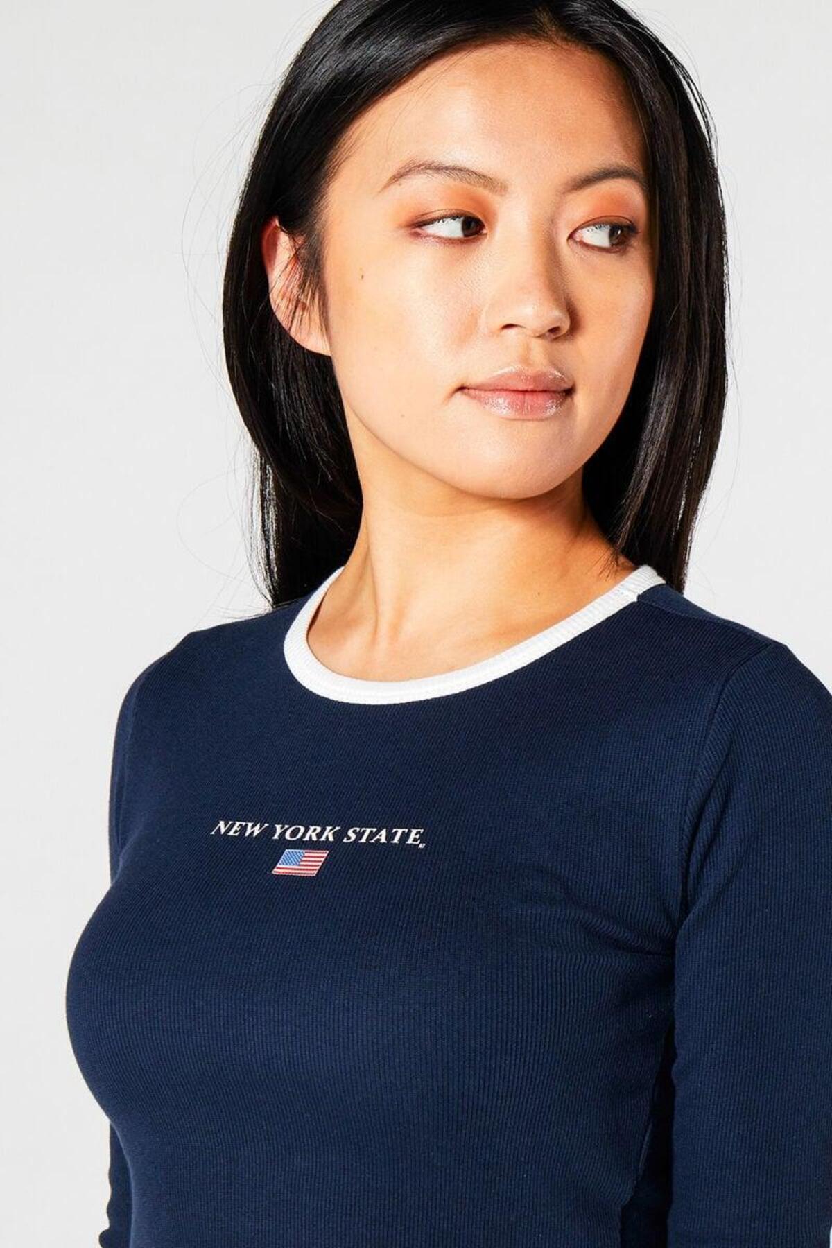 Org Marka Store Lee New York State Bayrak Baskı Kendınden Cızgılı 0 ...