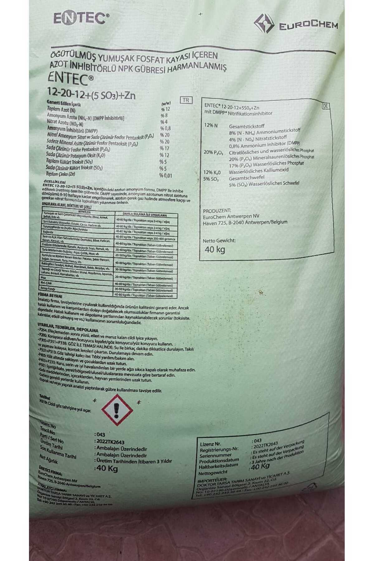 ENTEC 12+20+12+Zn+SO3 AKILLI YAVAŞ SALINIMLI GÜBRE. 40 KG - Fiyatı, Yorumları
