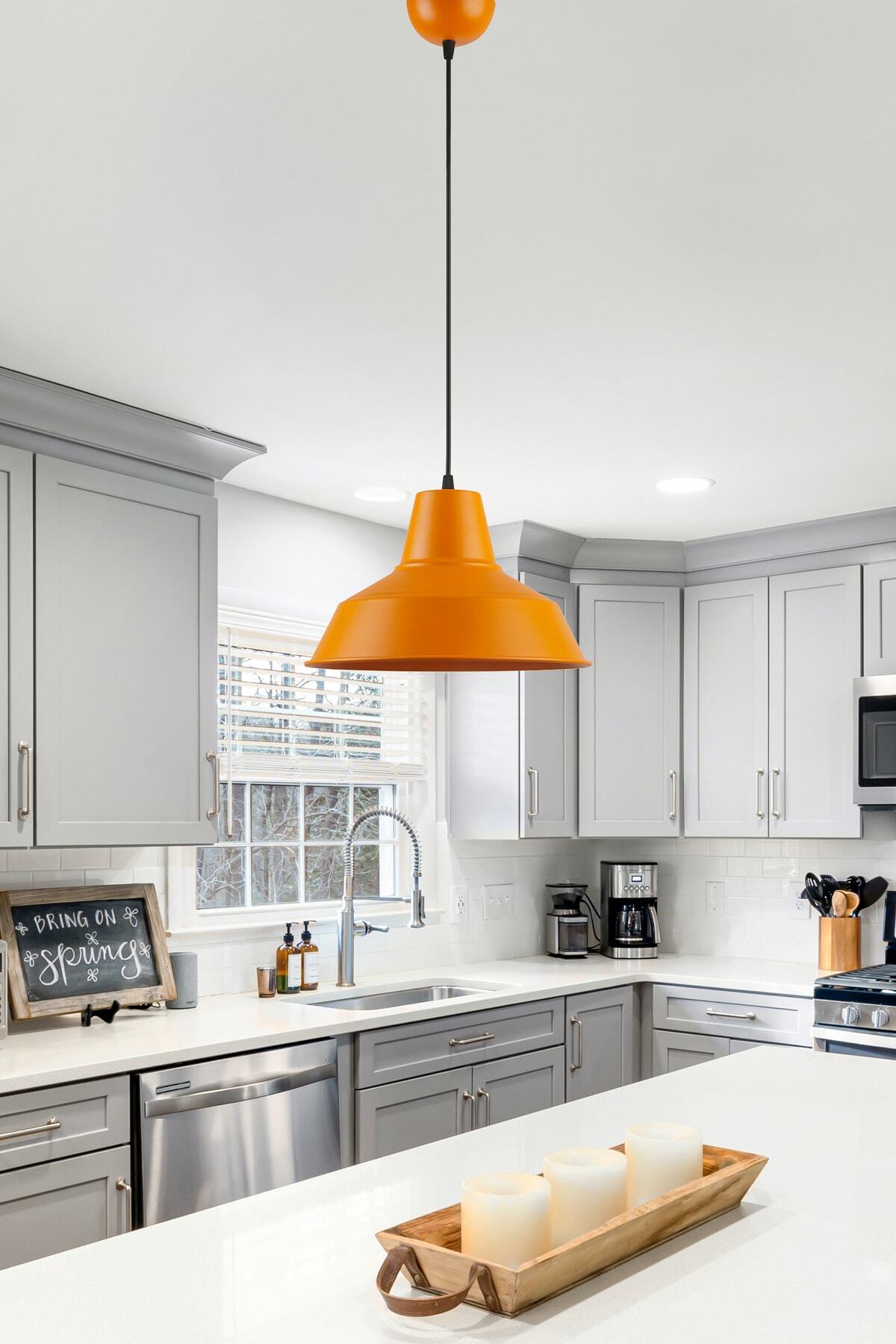 Modavize Eva Özel Tasarım Modern Salon - Mutfak - Cafe Turuncu Tekli ...