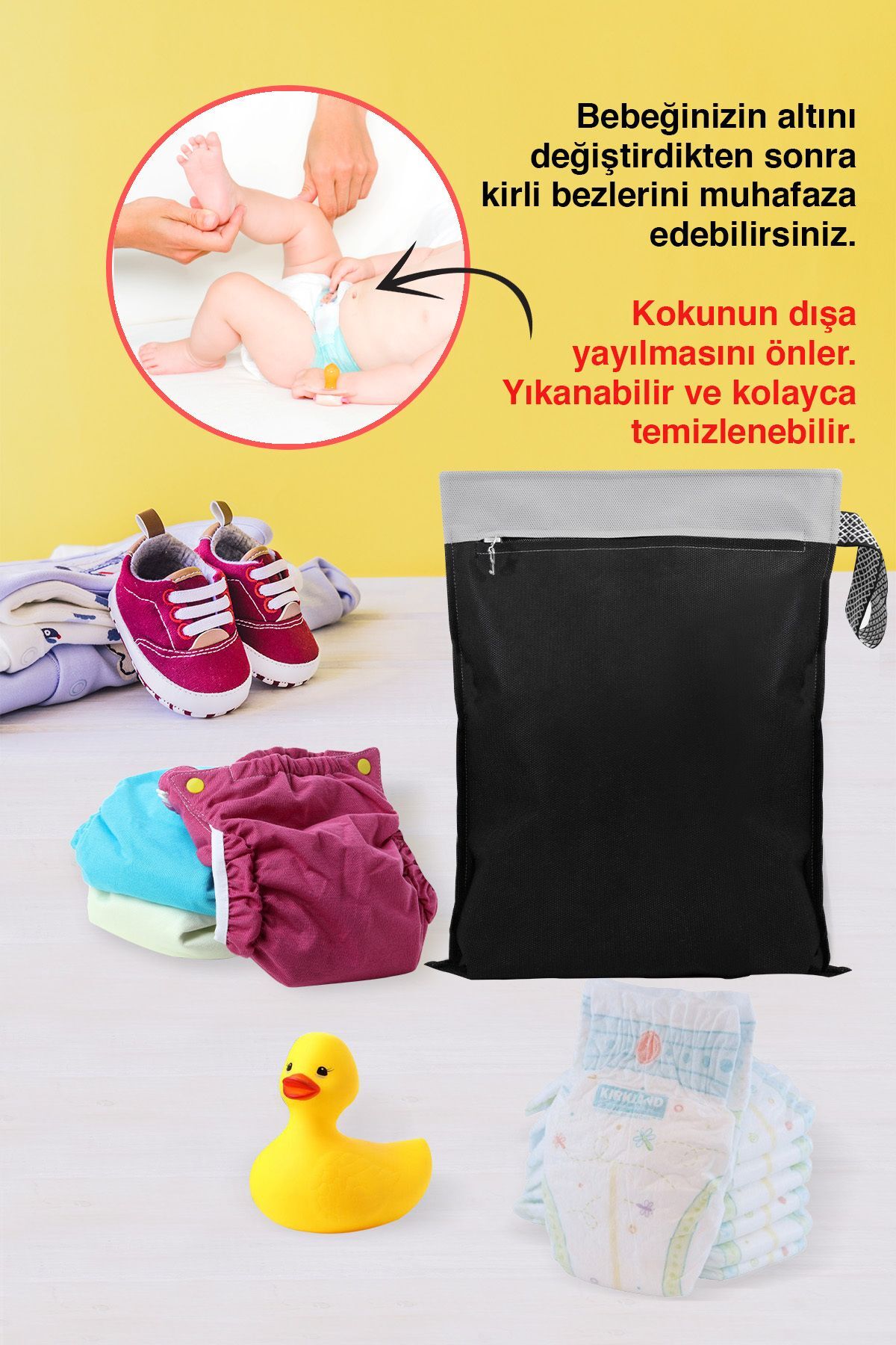 Palm Design Fermuarlı Mayo Torbası Bebek Bezi Torbası Kirli Temiz ...