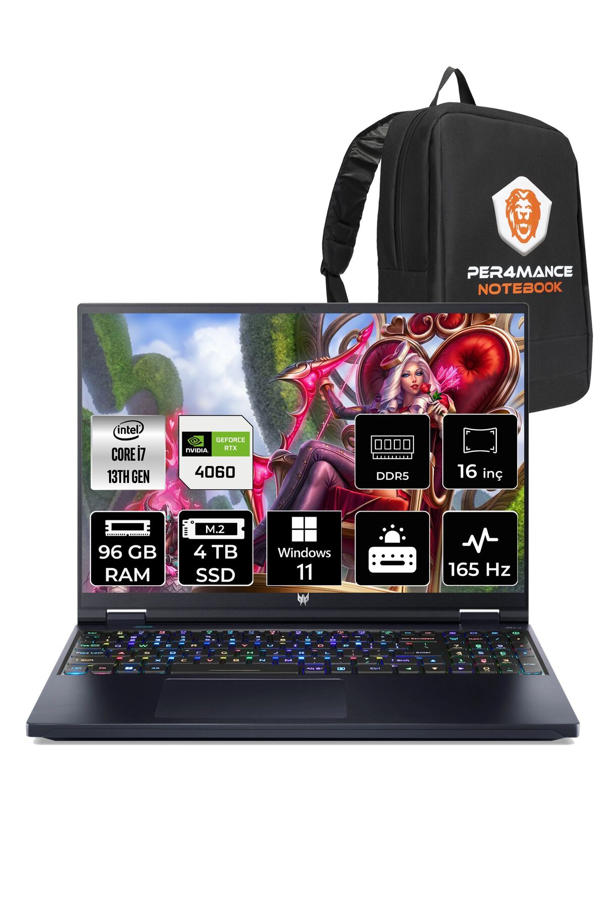 ACER PREDATOR İ7 13700HX 96GB RAM 4TB SSD RTX4060/8GB 165HZ 16'' QHD+ ...