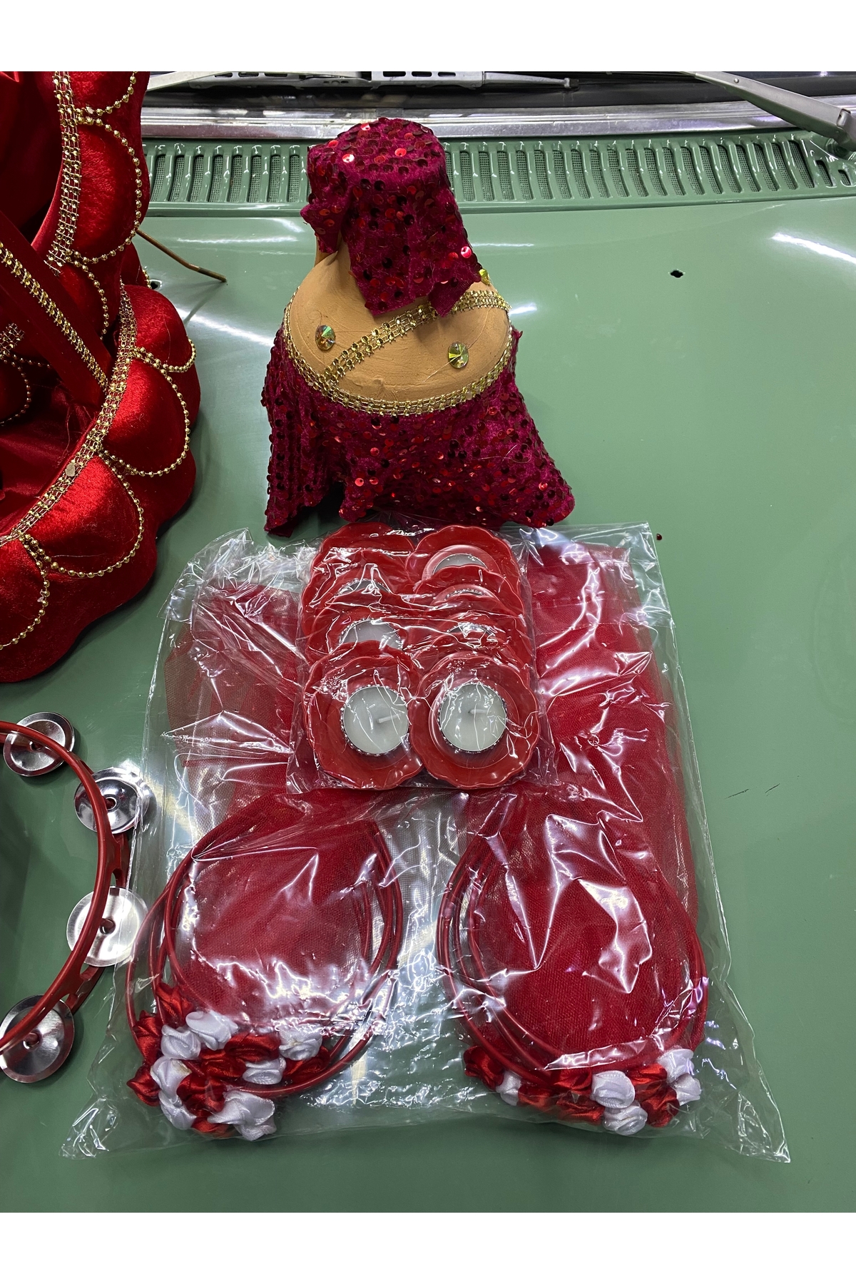 yokyokavm GELİN KINA SETİ 155 PARÇA SEPET+ 5 TEF + 10 ADET TAÇ + 500 ...