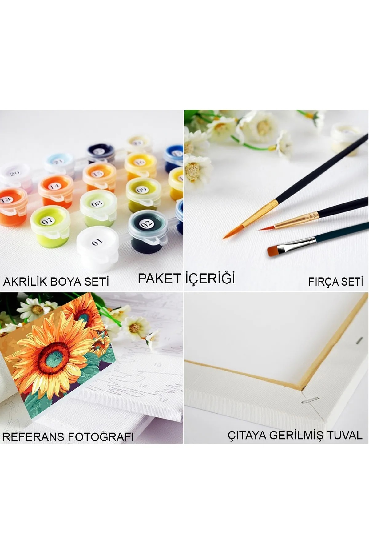 Lamba Cini Sayılarla Boyama Kasnaklı Tablo Seti Fırça Boya Dahil 30x40 ...