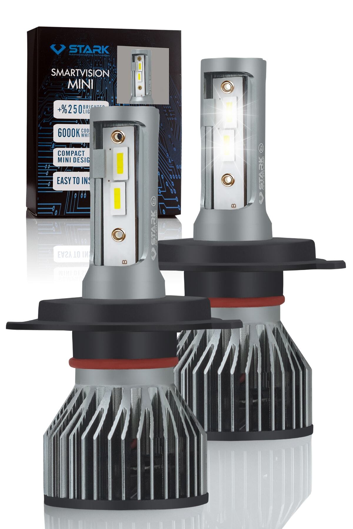 STARK Yeni H4 Led Xenon Far Ampulü Şimşek Etkili Mini Slim Kısa Tip ...