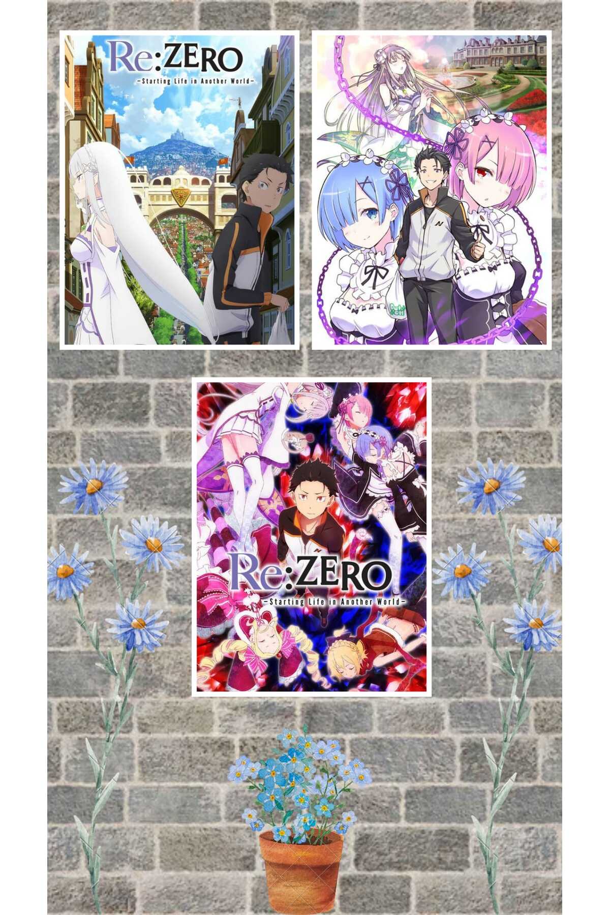 animeandyourworld re zero poster seti 3 adet A3 boyutu 30*42 cm 200 gr ...