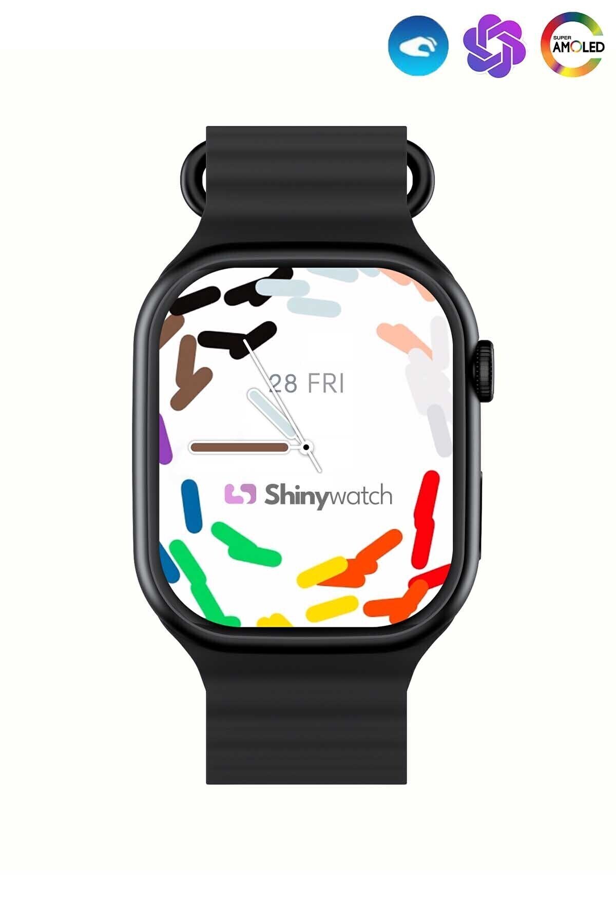 Black Dice Shiny Watch 9 Pro Süper Amoled Ekranlı Yapay Zeka Özellikli ...