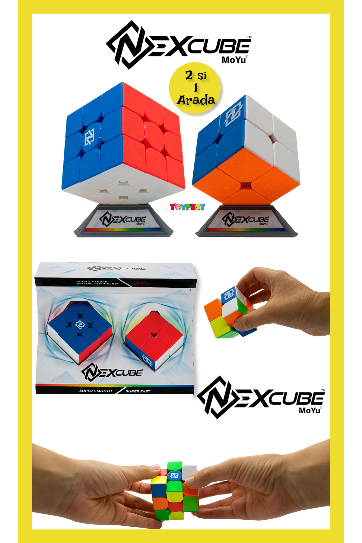 TOYFEST Nexcube 2X2 + 3X3 Classic Set Zeka Küpü Akıl Küpü Rübik Küp ...