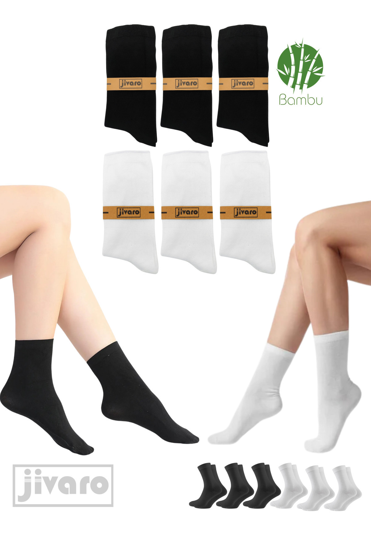 jivaro Kadın Bambu Siyah Beyaz Dikişsiz 6'lı Çorap Fiyatı, Yorumları ...
