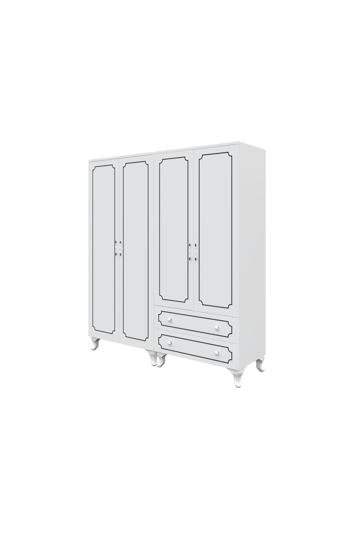 WENCE Stil 4 Kapaklı 2 Çekmeceli Moduler Gardırop, Elbise Dolabı ...