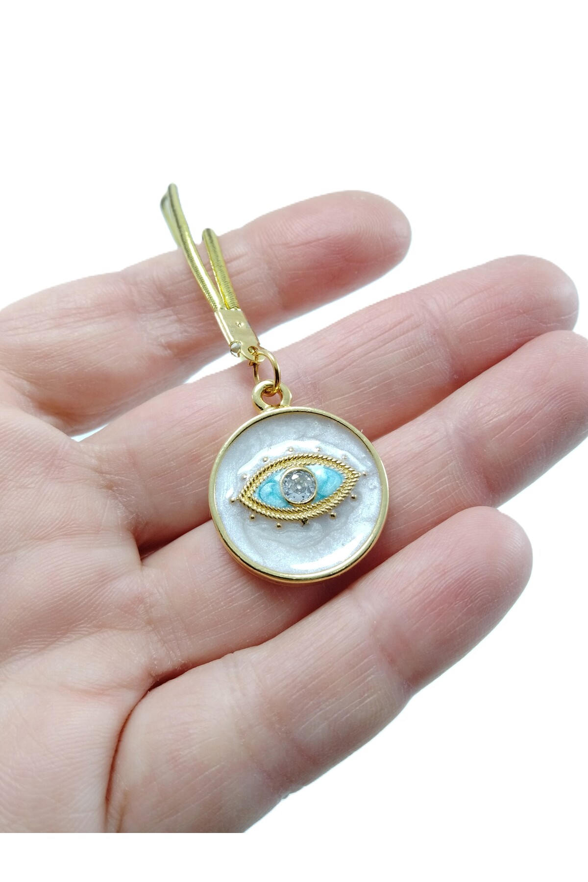 biuti Altın Kaplama Metal Göz Parlak Taşlı Nazarlık Araba Dikiz Ayna Süsü Lüks Yeni Araba ...