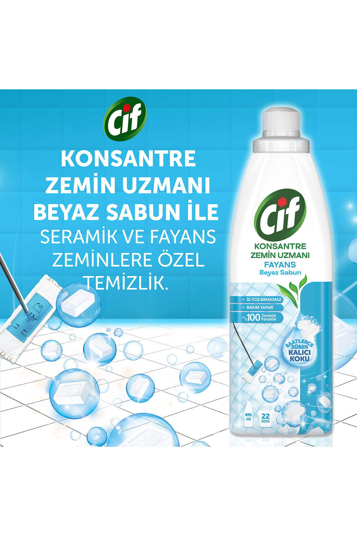 Cif Konsantre Zemin Uzmanı Fayans Beyaz Sabun %100 Temizlik Ve ...
