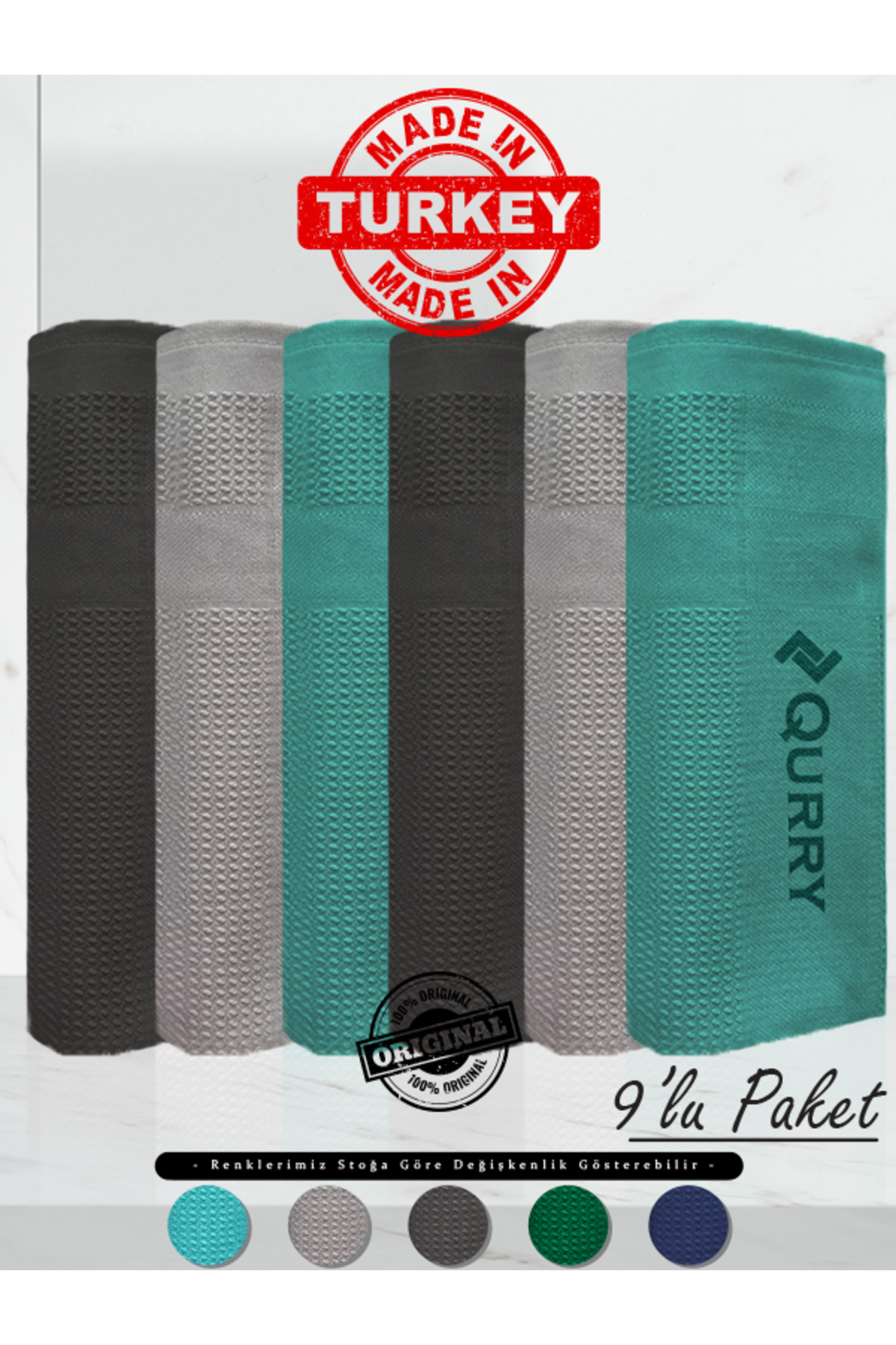 QURRY 9'lu Paket Sihirli Bez 35x60cm Mikrofiber Bez, Cam Temizleme Bezi ...