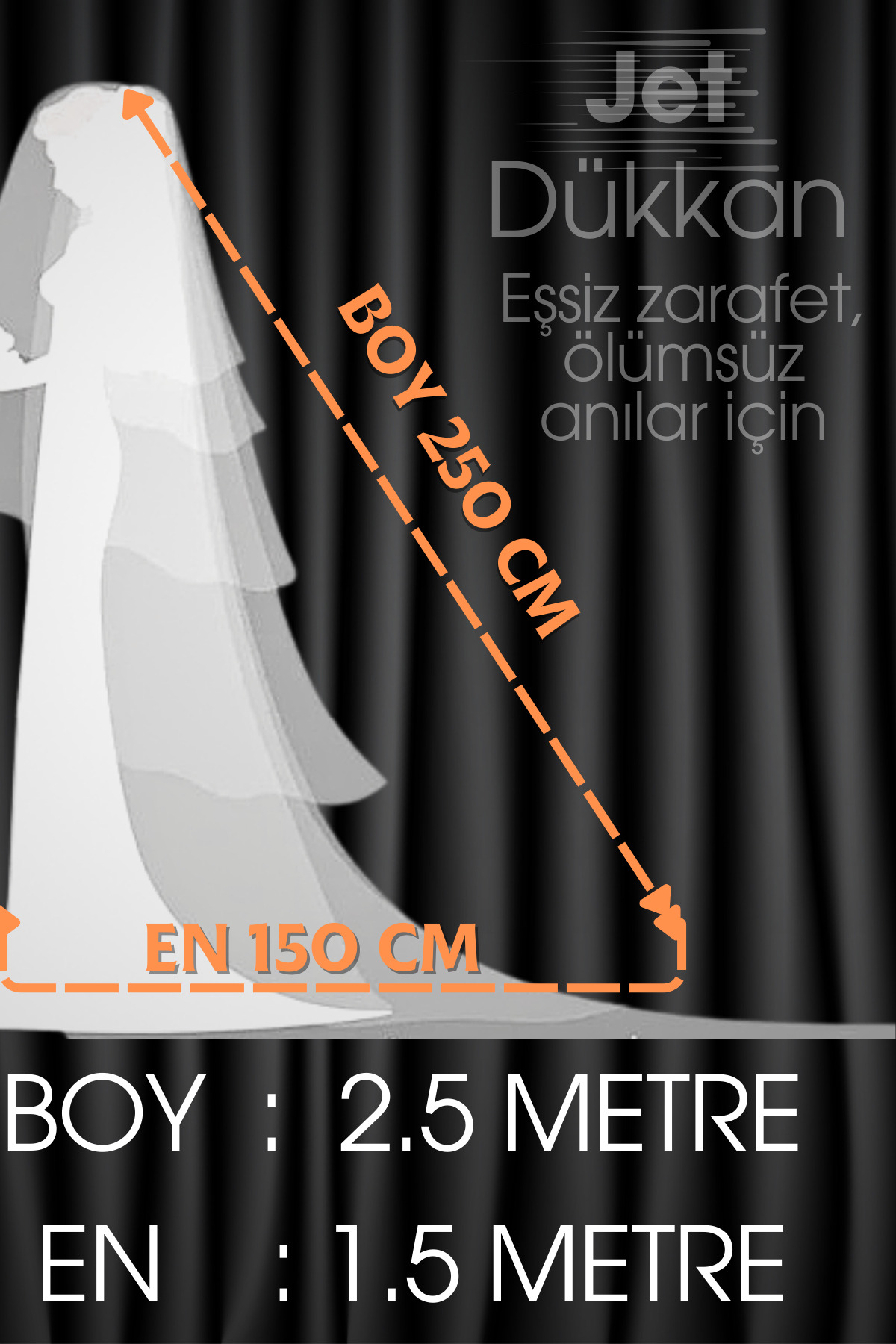 JetDukkan Duvak Elegance Yoğun Incili 2.5 Metre Boy 1.5 Metre En ...