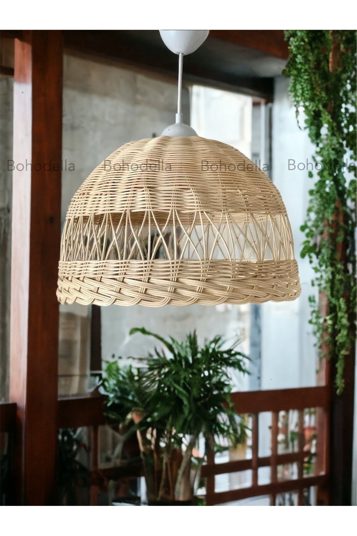 Bohodella Rattan, Bambu, Hasır Avize Aydınlatma Salon Mutfak Balkon ...