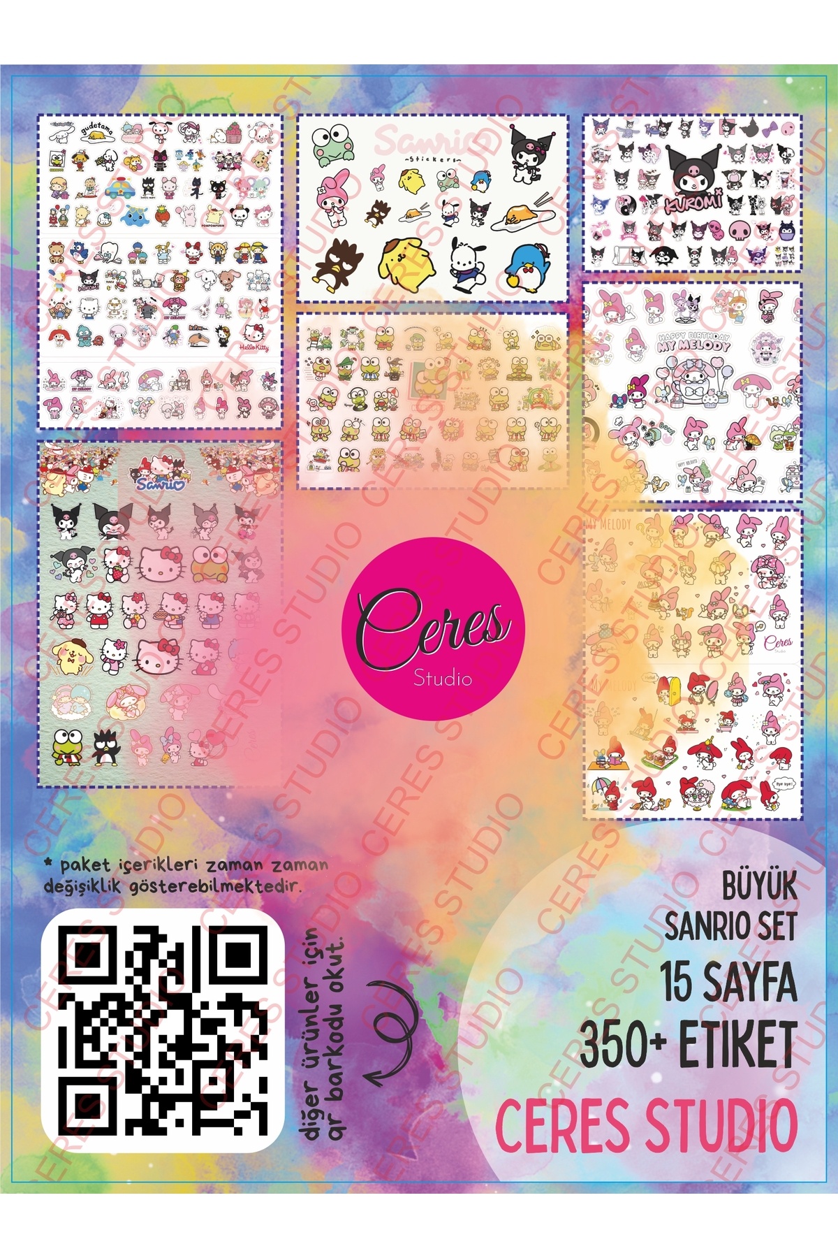 Ceres Studio Sanrio Sticker Set Hello Kitty Kuromi 15 Syf 350 Ad. Planlayıcı Bullet Journal ...