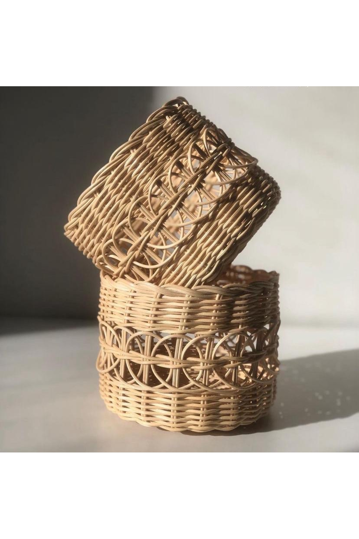 Bohodella (1 Adet) Rattan Bambu Hasır Sepet, Hasır Düzenleyici, Hasır ...