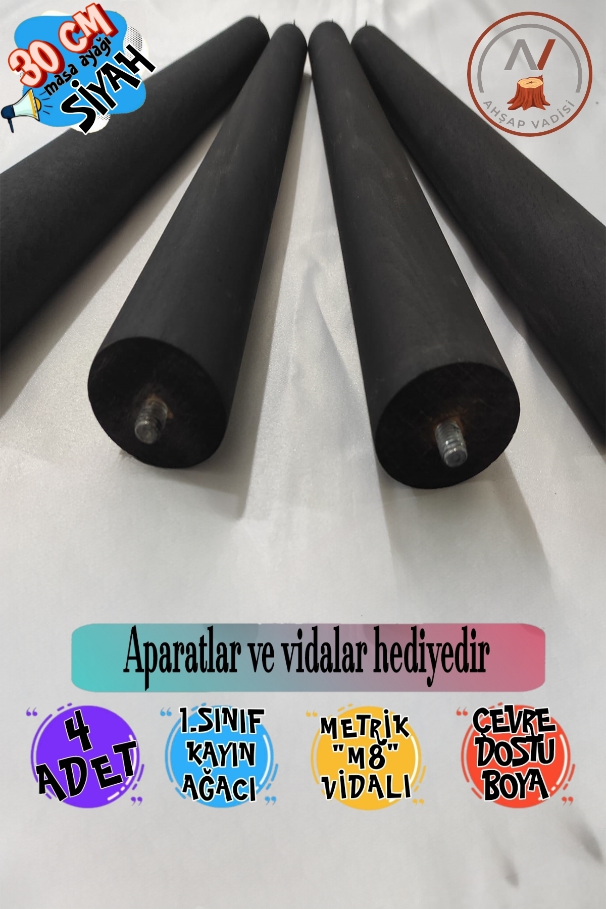 Ahşap Vadisi Konik Ayak-sehpa Ayağı-ahşap Ayak-bench Ayağı-puf Ayağı 4 ...