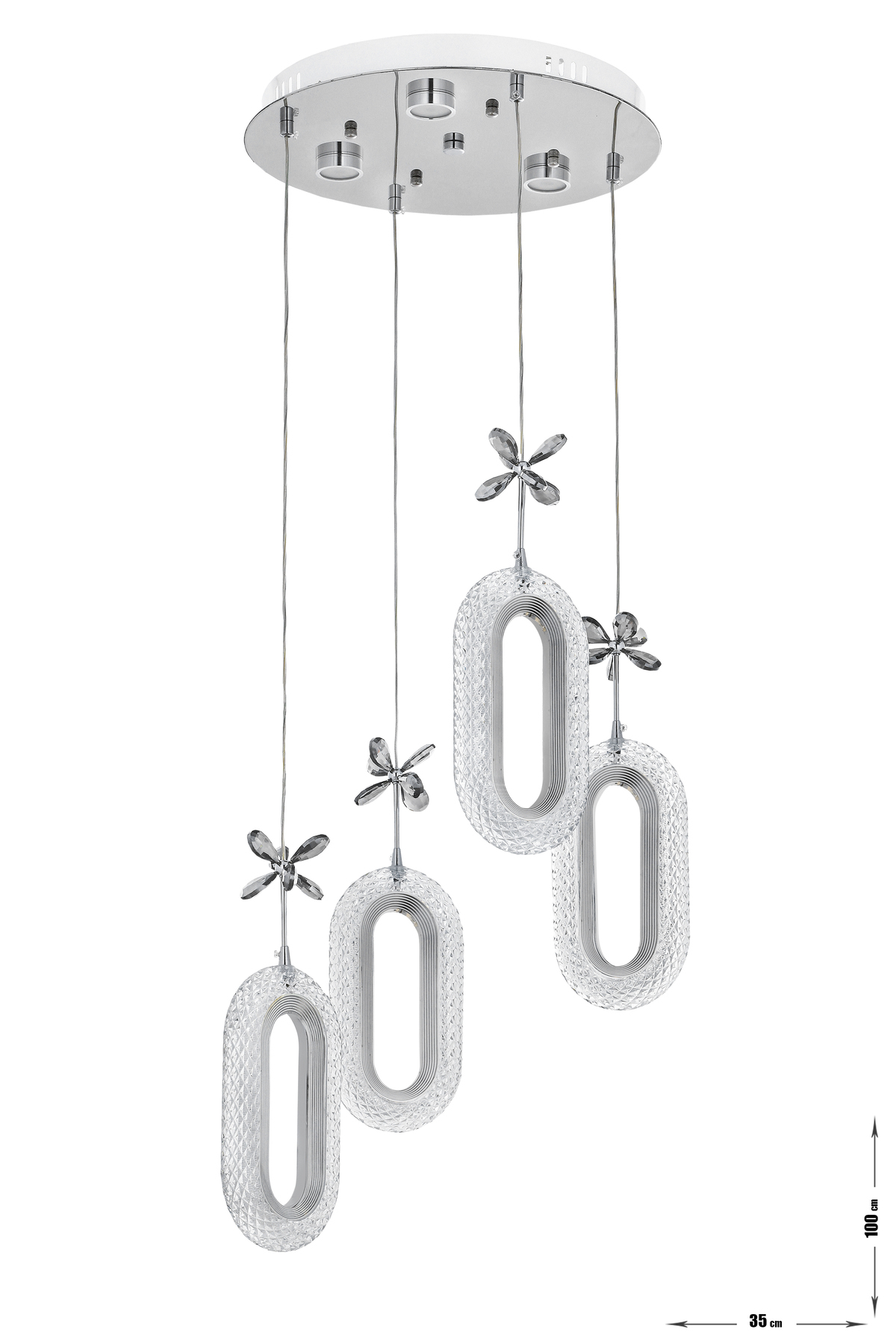 Avizemoda Sessi 4'lü Power Ledli Kumandalı Modern Lüks Sarkıt Avize, 3 Renk: Sarı-beyaz-gün ...