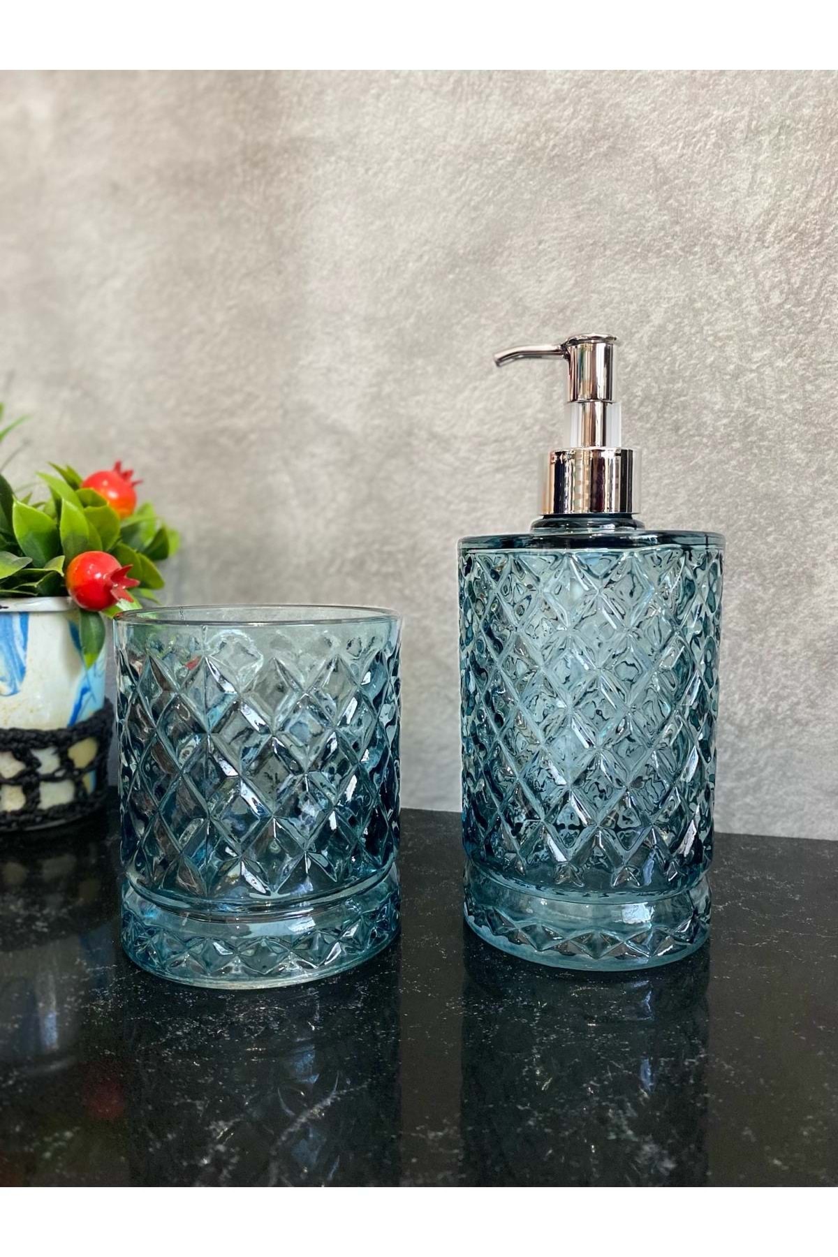 Jenisa Cam Karmen Model 2'li Sıvı Sabunluk Diş Fırçalık Banyo Set ...