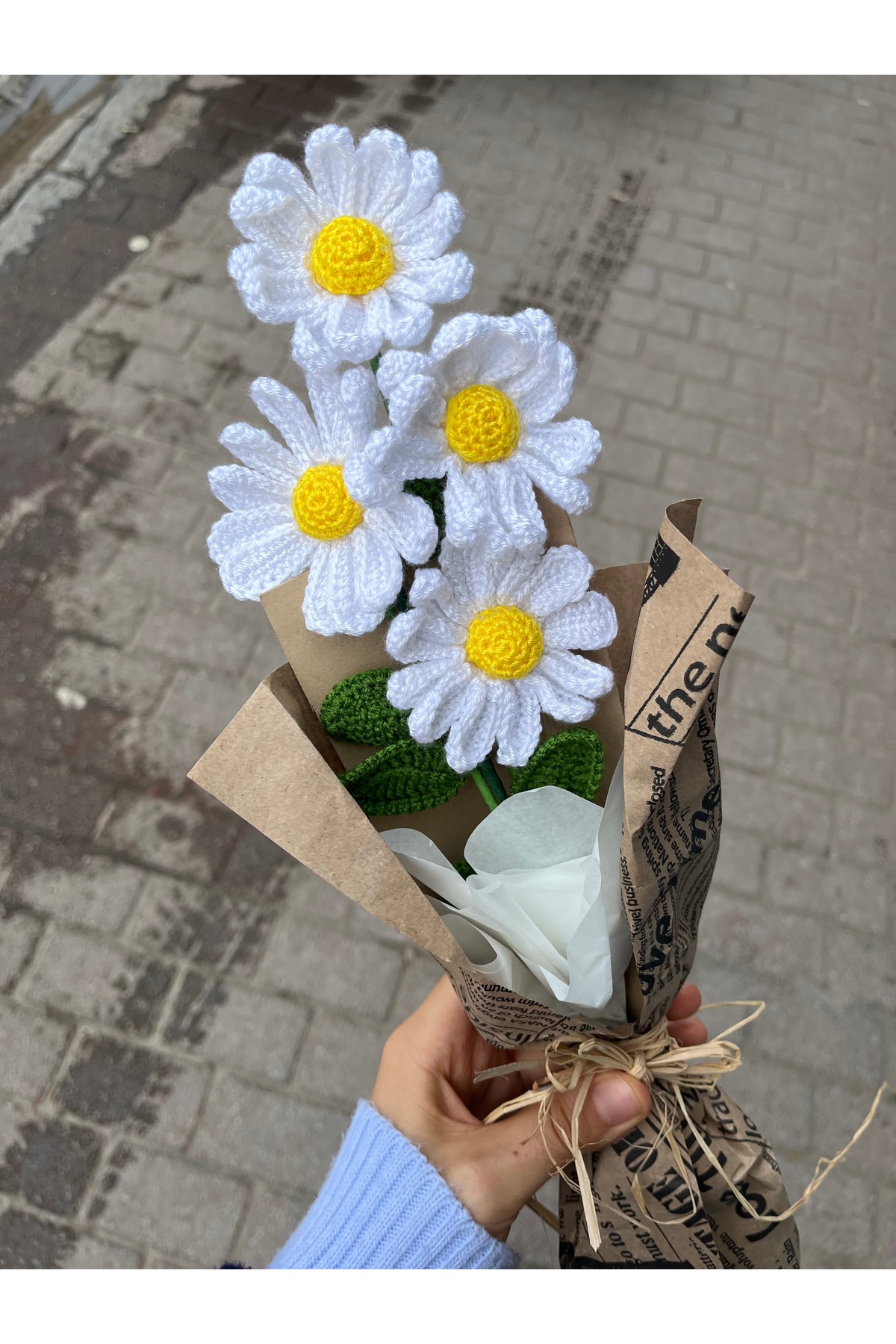 çınar kadın kooperatifi Örgü 4'lü Papatya Buketi,Papatya Çiçeği,Örgü ...