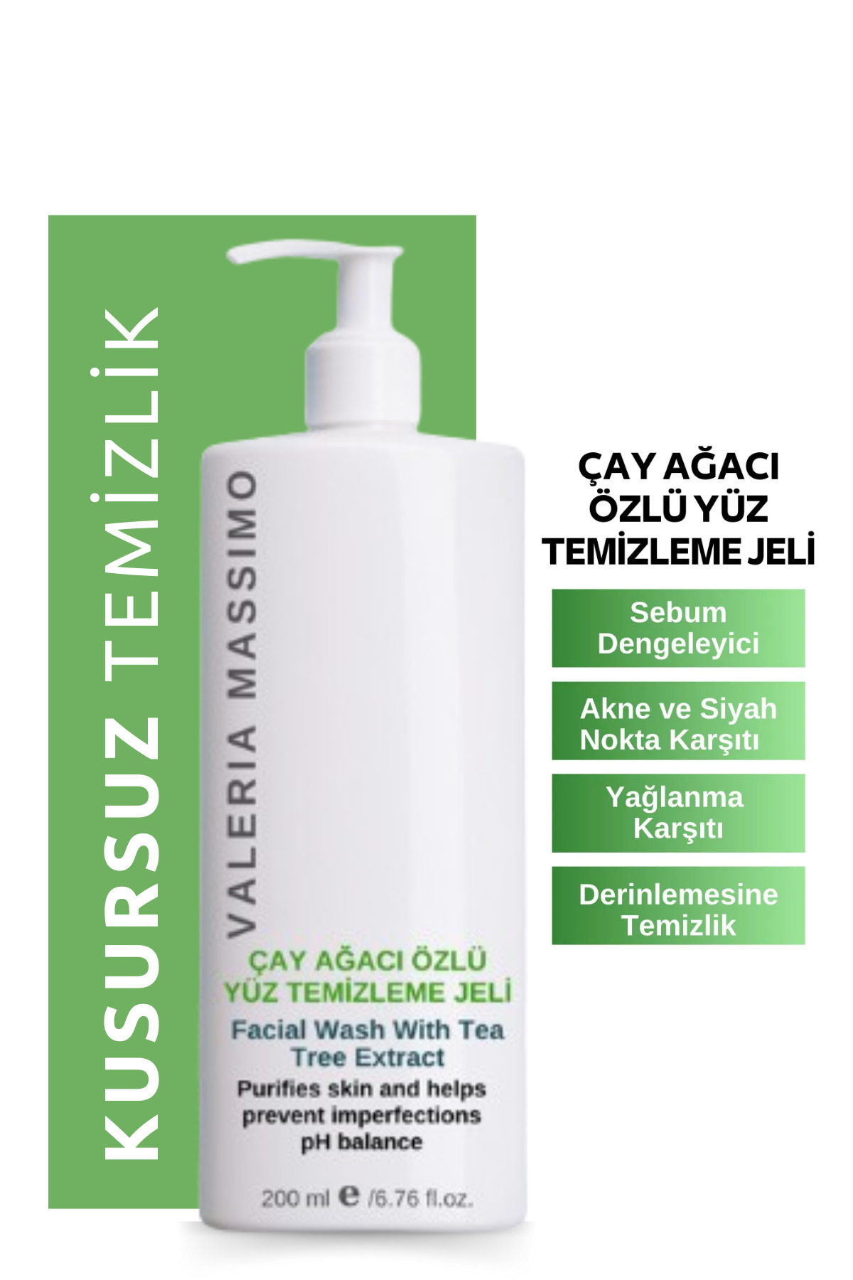 Valeria Massimo Akneli, Yağlı Ve Karma Ciltlere Özel Çay Ağacı Özlü Yüz ...