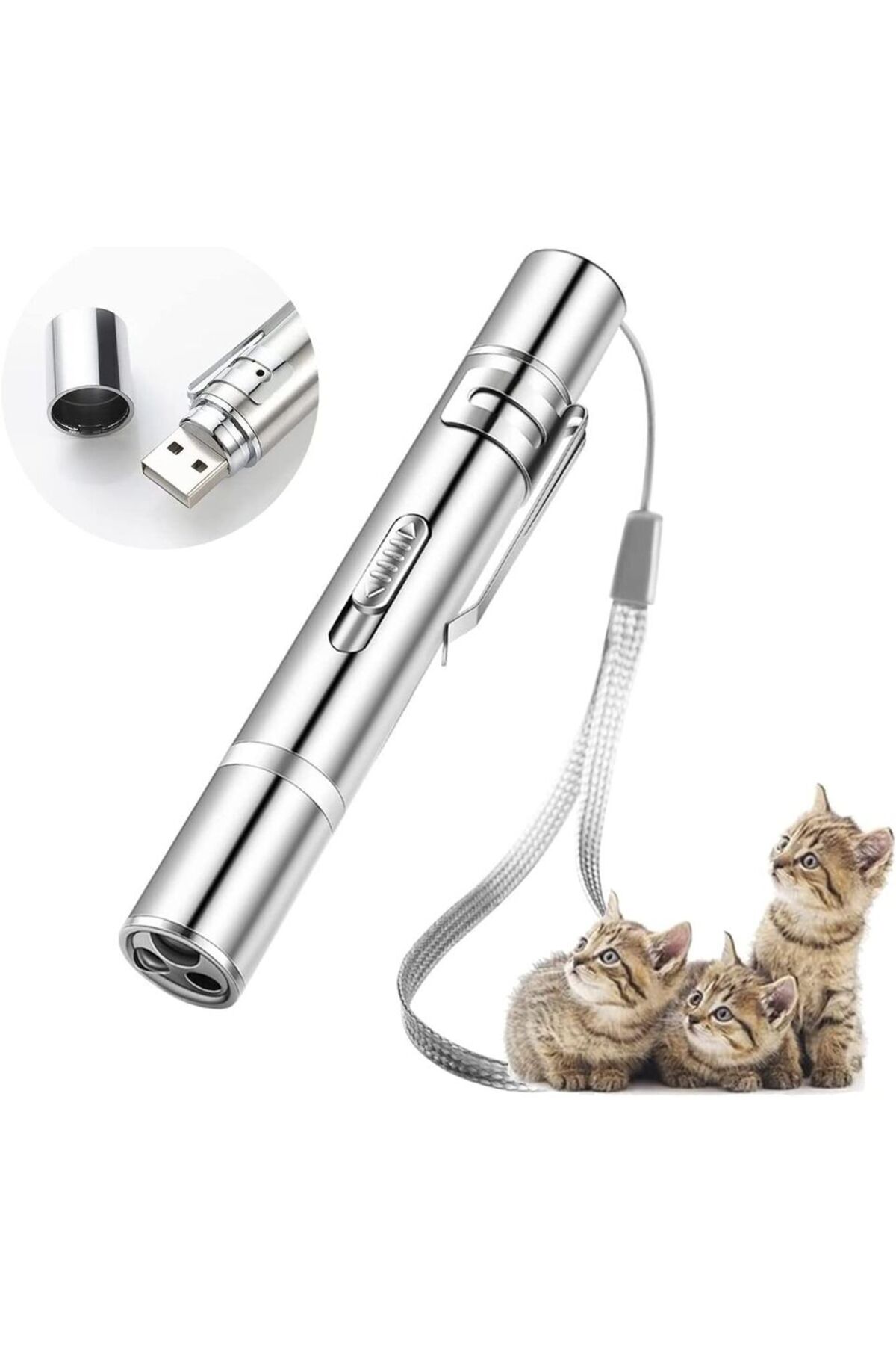 RICHIE Usb şarjlı kedi lazeri kırmızı lazer uv ışıklı lazer işaretleme ...