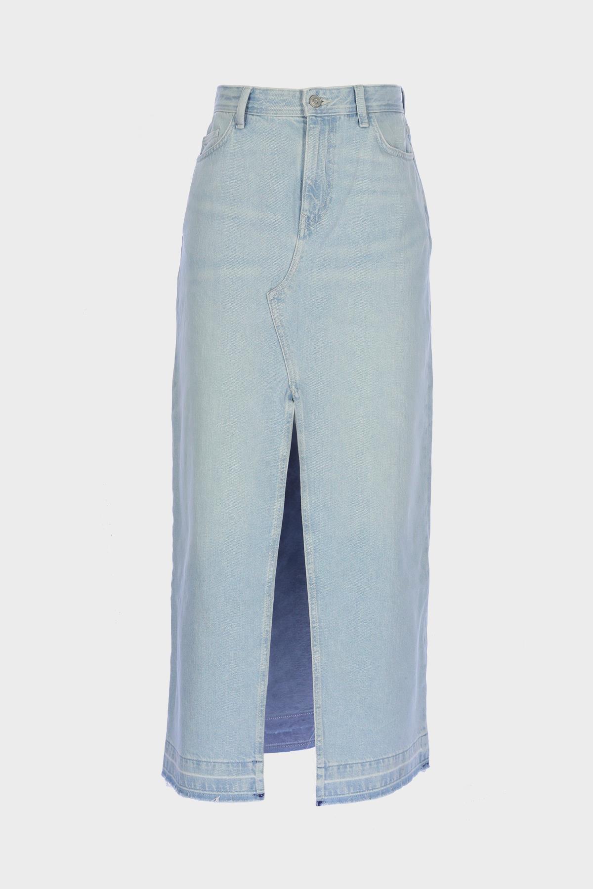 CROSS JEANS Açık Mavi Yırtmaç Detaylı Maxi Jean Etek C 4532-038 Fiyatı ...