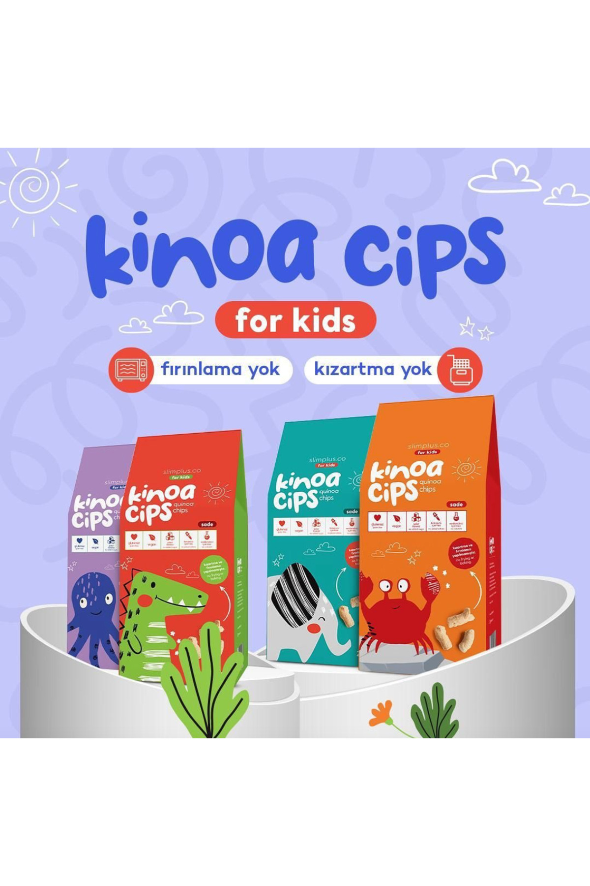 slimplus 2 Paket 20g Sade Vegan Yağsız Kinoa Cipsi For Kids Glutensiz ...