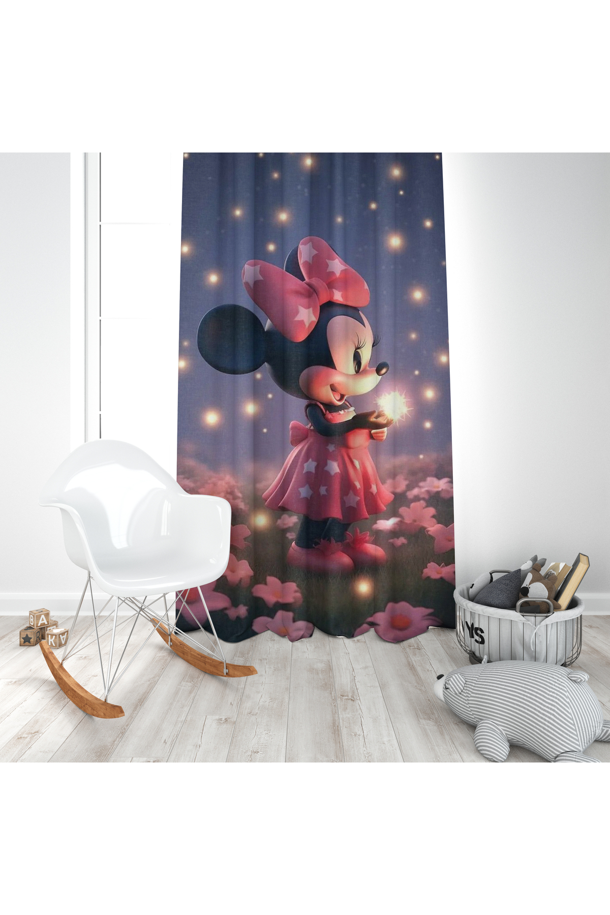 adenkahome Minnie ve Mickey Mouse Desen, Bebek ve Çocuk Odası Fon Perde ...