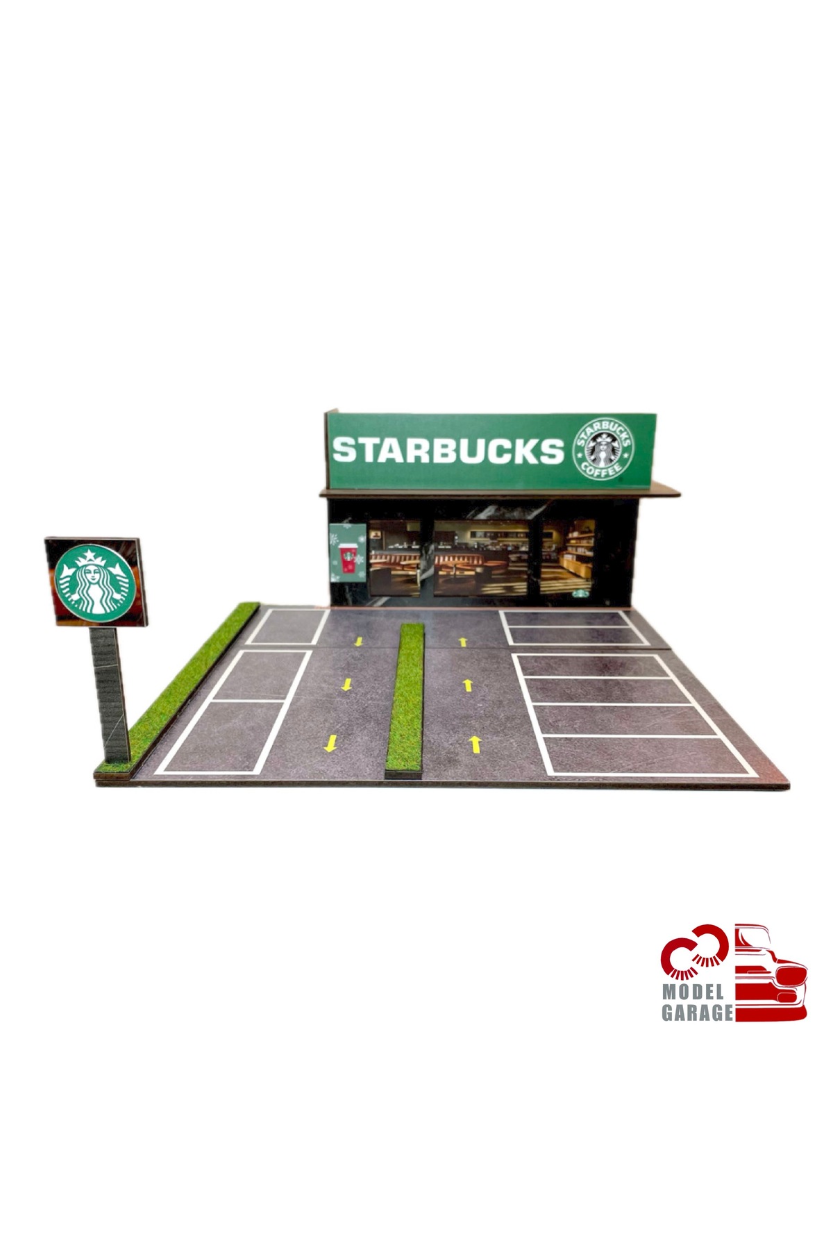 ÜRETİM 1/64 Ölçek Starbucks Araç Otoparkı Diorama Diecast Sergileme ...