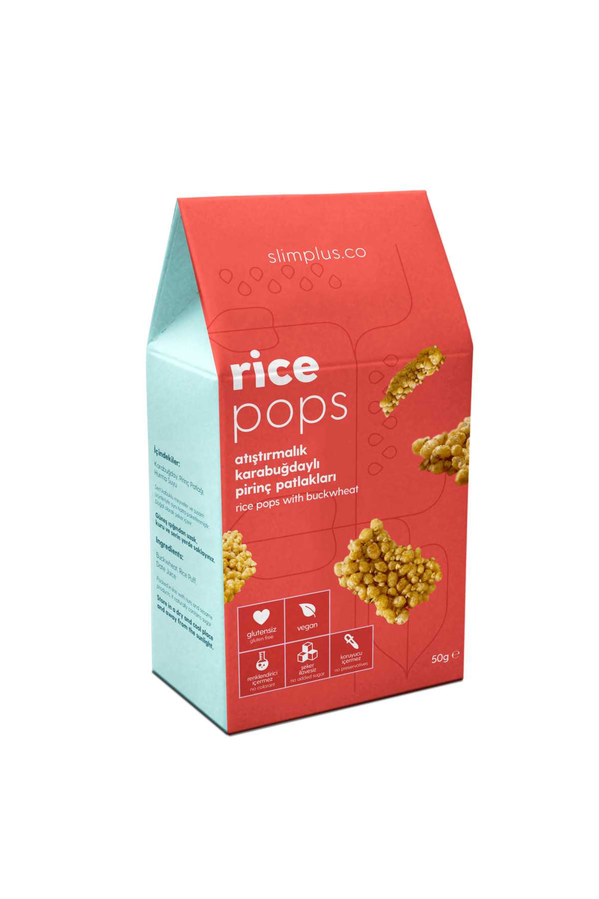 slimplus 4 Paket Glutensiz Vegan Rice Pops Atıştırmalık Karabuğdaylı ...