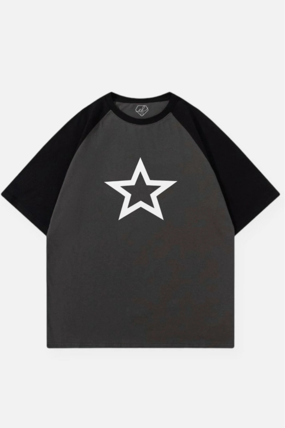 BROOD's Füme Unise Yıldız Siyah Reglan Y2K Single Star Oversize T-Shirt ...