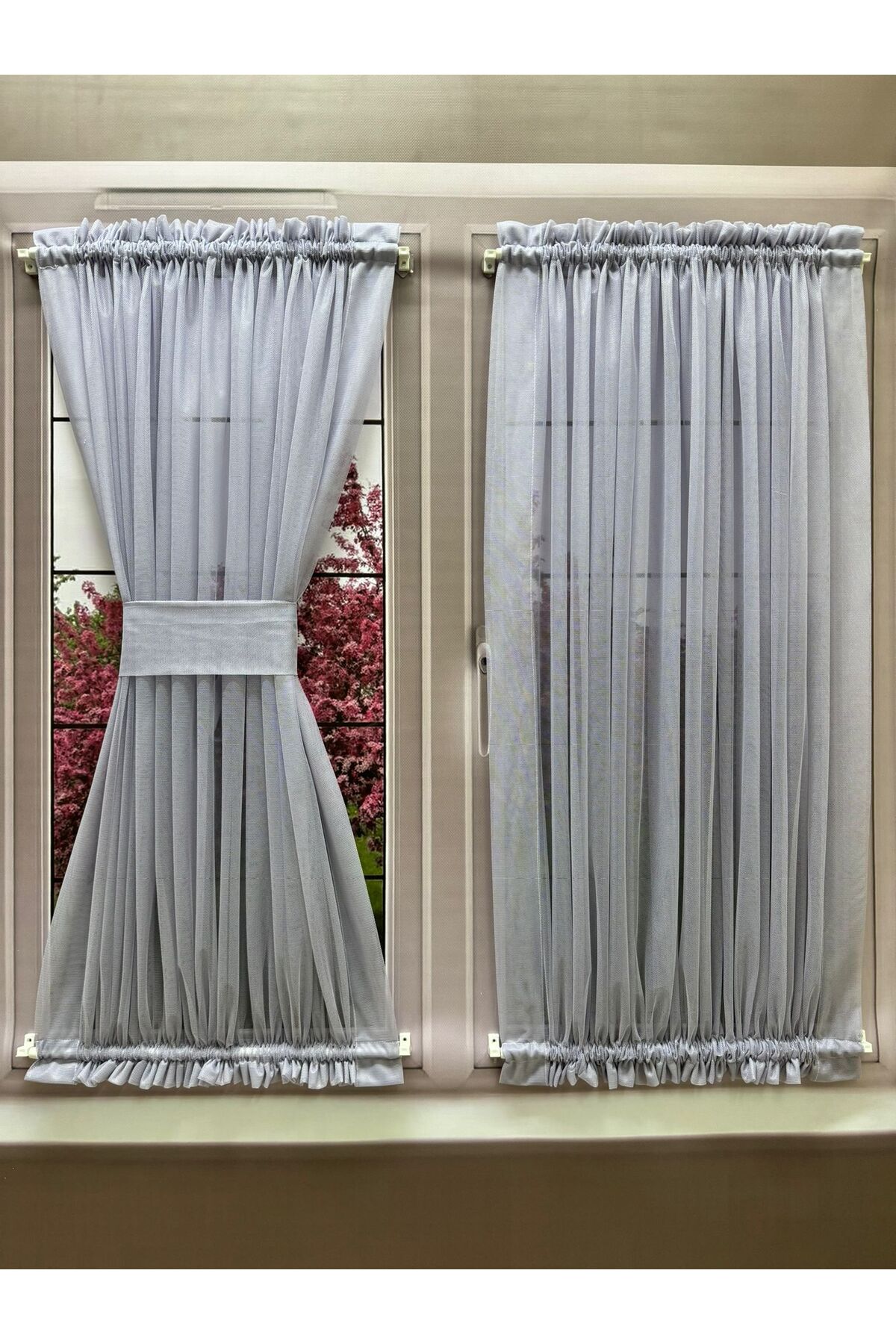 elision home Lila Kelebek Briz Çubuklu Perde, Mutfak Kapı Pencere içi ...