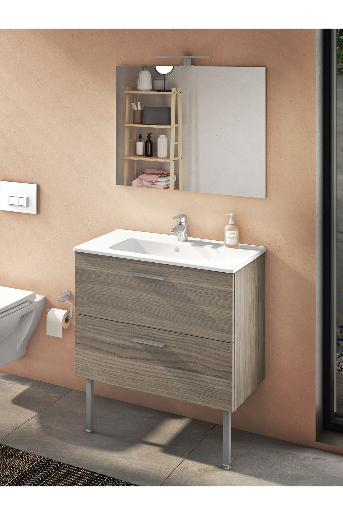 VitrA Mia 75076 Banyo Dolabı Seti Çekmeceli, Ayaklı, 80 Cm, Cordoba ...