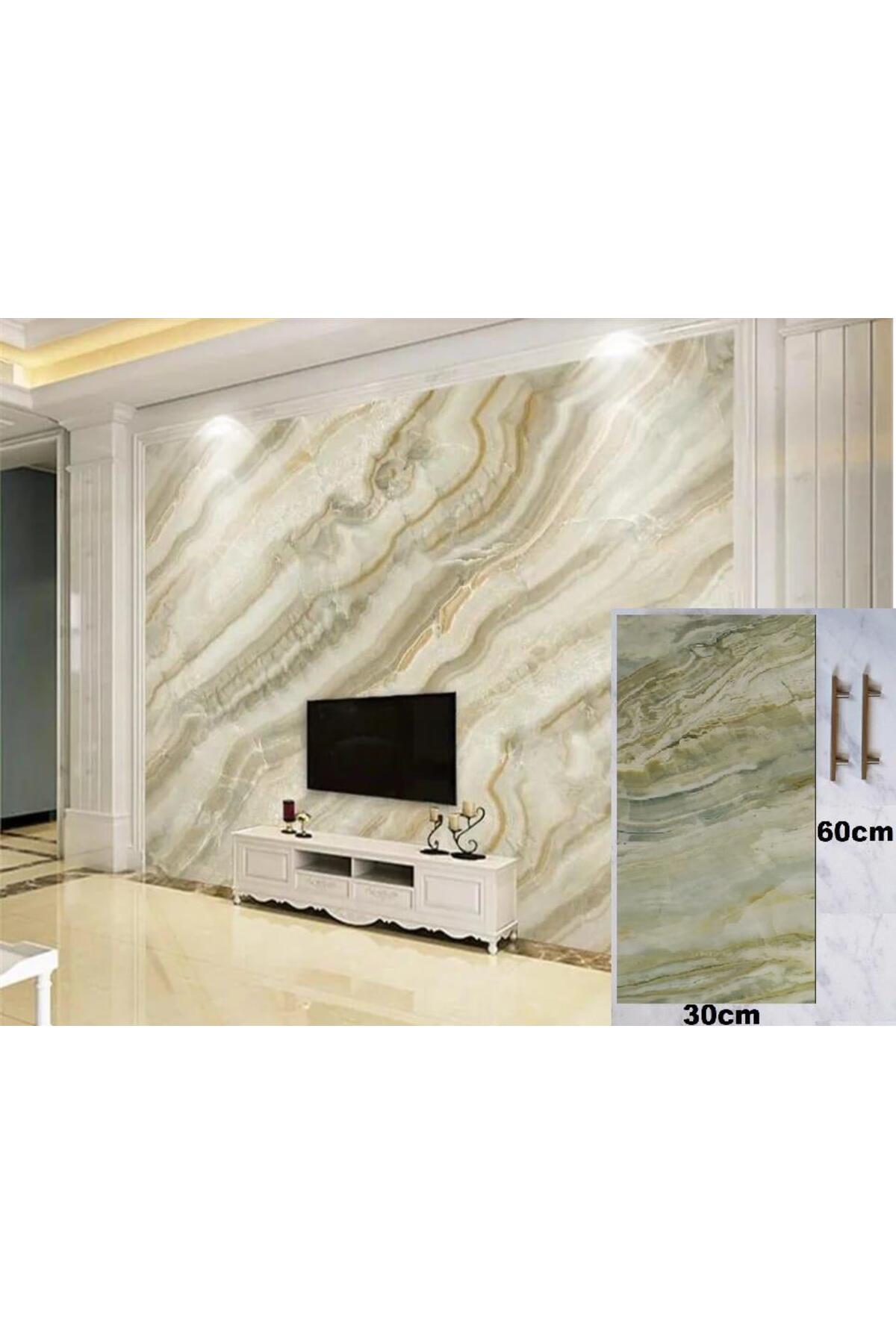 Renkli Duvarlar 60x30cm Shiny Atmosfer Caz Mermer Desenli Yapışkanlı ...