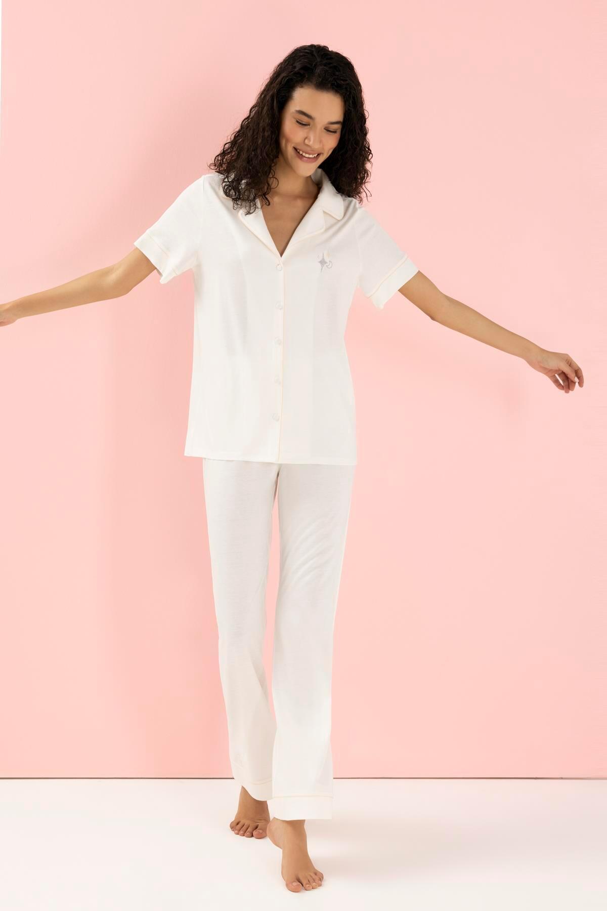 Moon Milk Saf Pamuklu Ve Modal Kısa Kollu Pijama Takımı / Vanilla Milk Pj Set Fiyatı, Yorumları ...