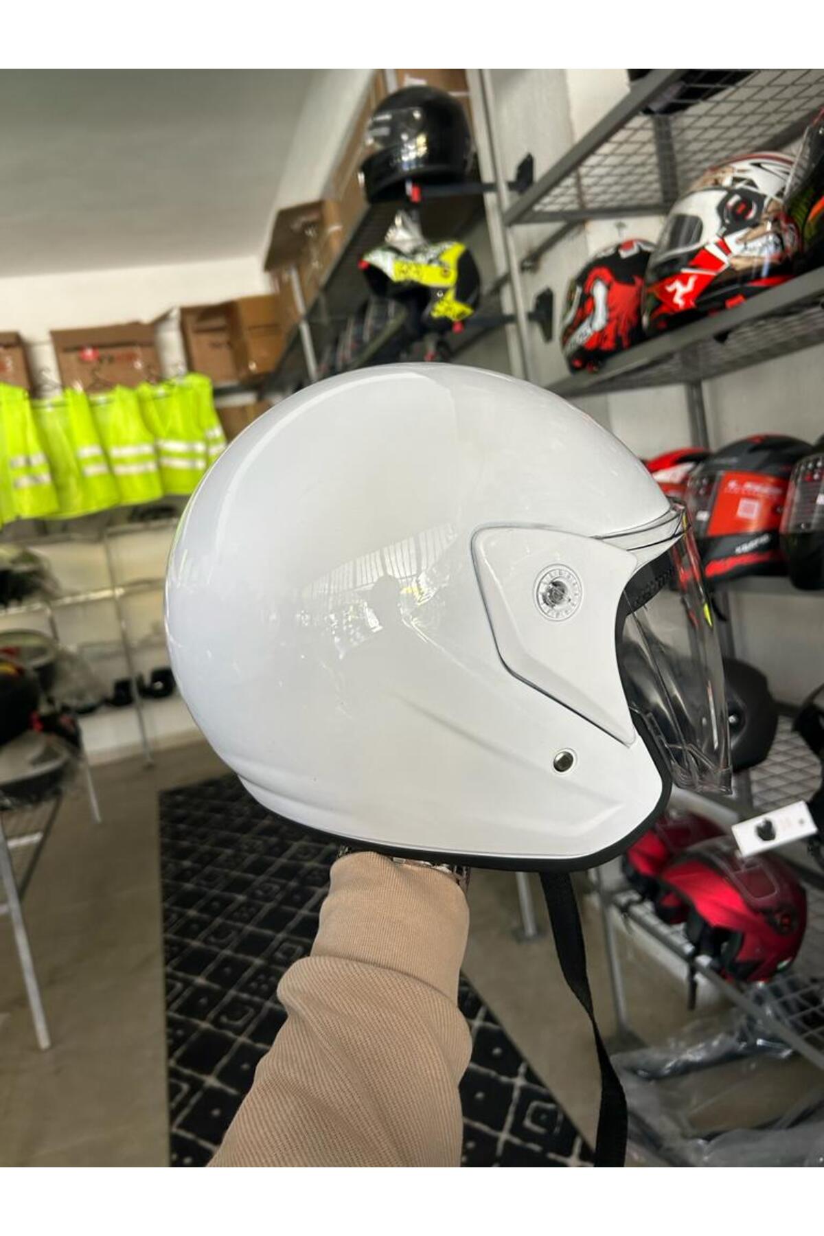 UYGUN MOTOR YARIM MOTORSİKLET KASKI 1 SINIF KALİTE BEYAZ Fiyatı ...