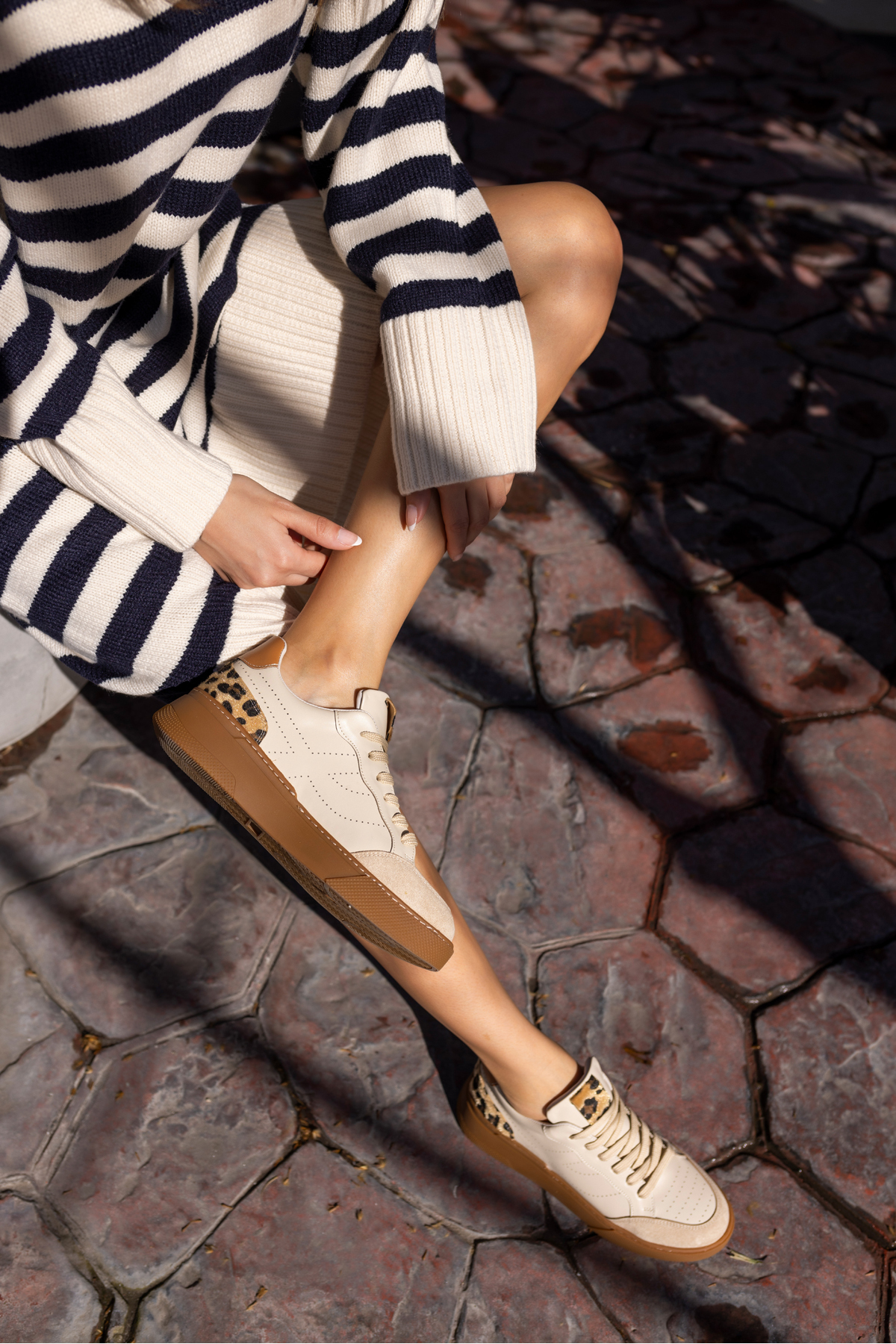 ANGELİNA JONES GORDON KADIN BEJ CİLT LEOPAR GARNILI SNEAKER Fiyatı ...