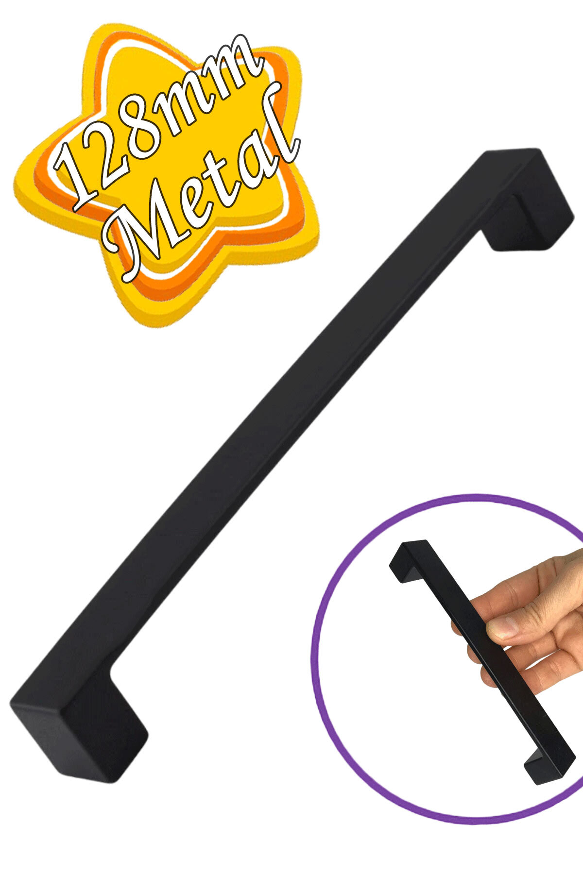 GLASWEN Bihter Düz Kulp 128 mm Siyah Mutfak Kulpu Çekmece Dolap Kapak ...