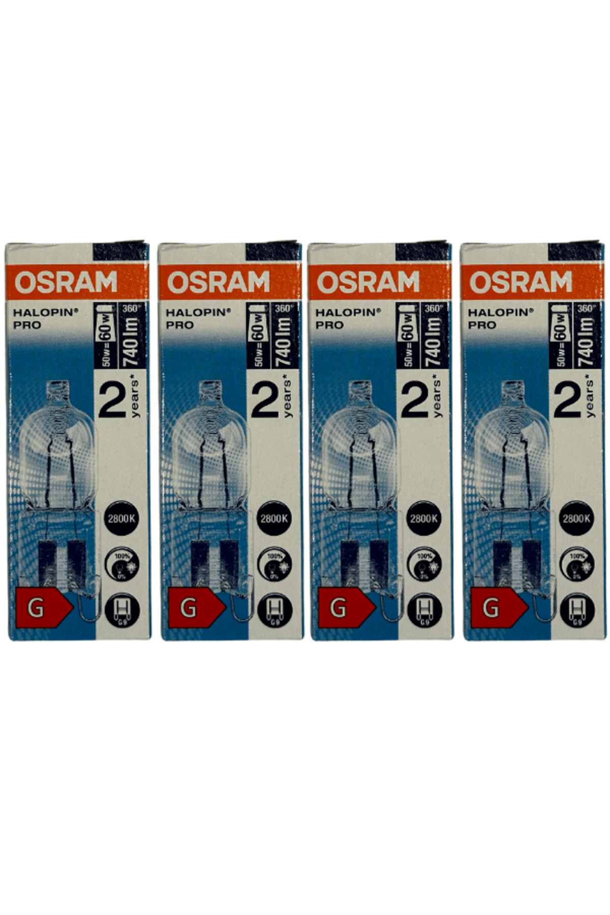 Osram Halopin Pro 50W (60W) 2800K (Sarı Işık) G9 Duylu Halojen Ampul (4 ...